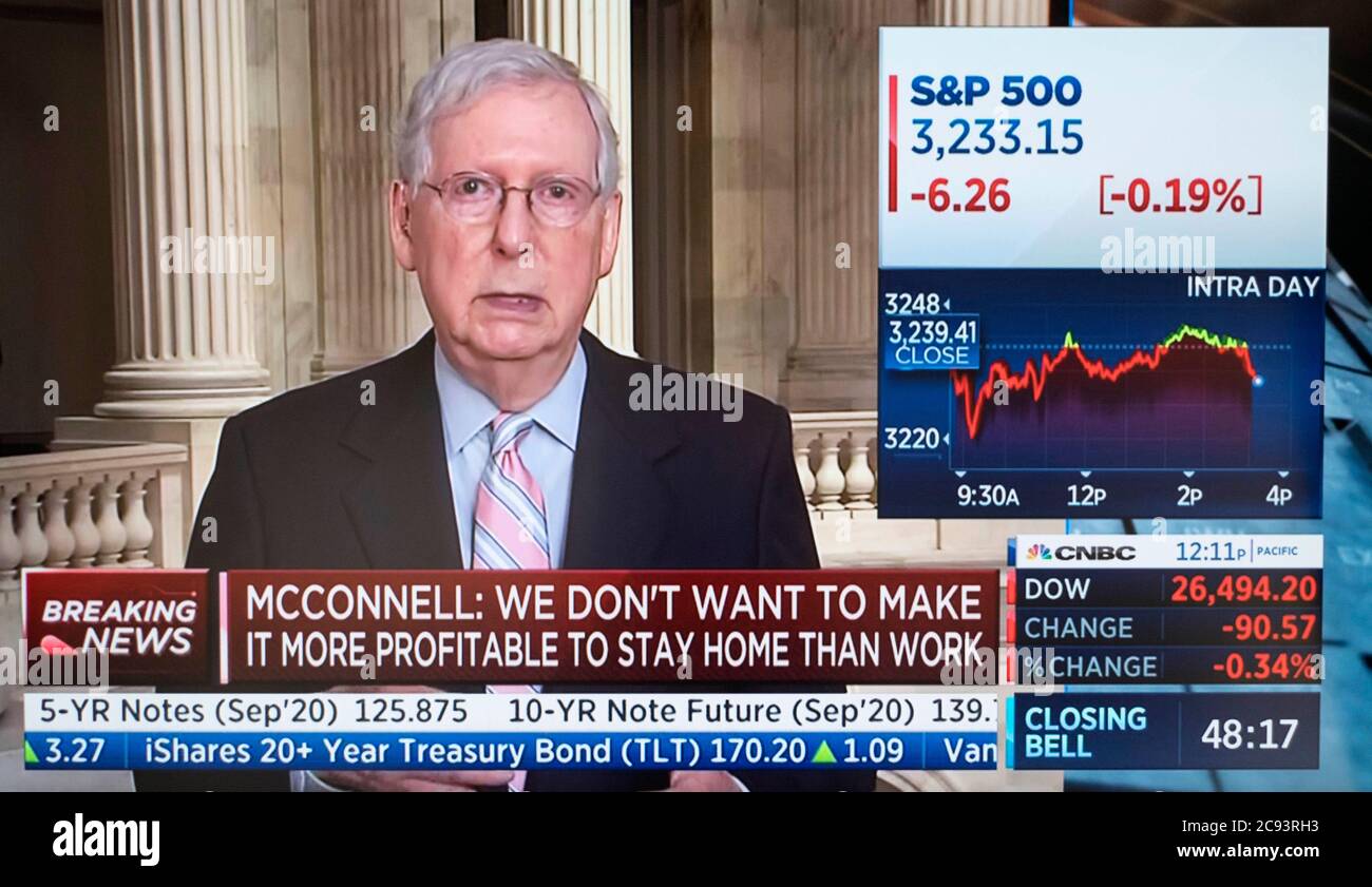 Washington, District of Columbia, USA. 28th July, 2020. A video screen ...