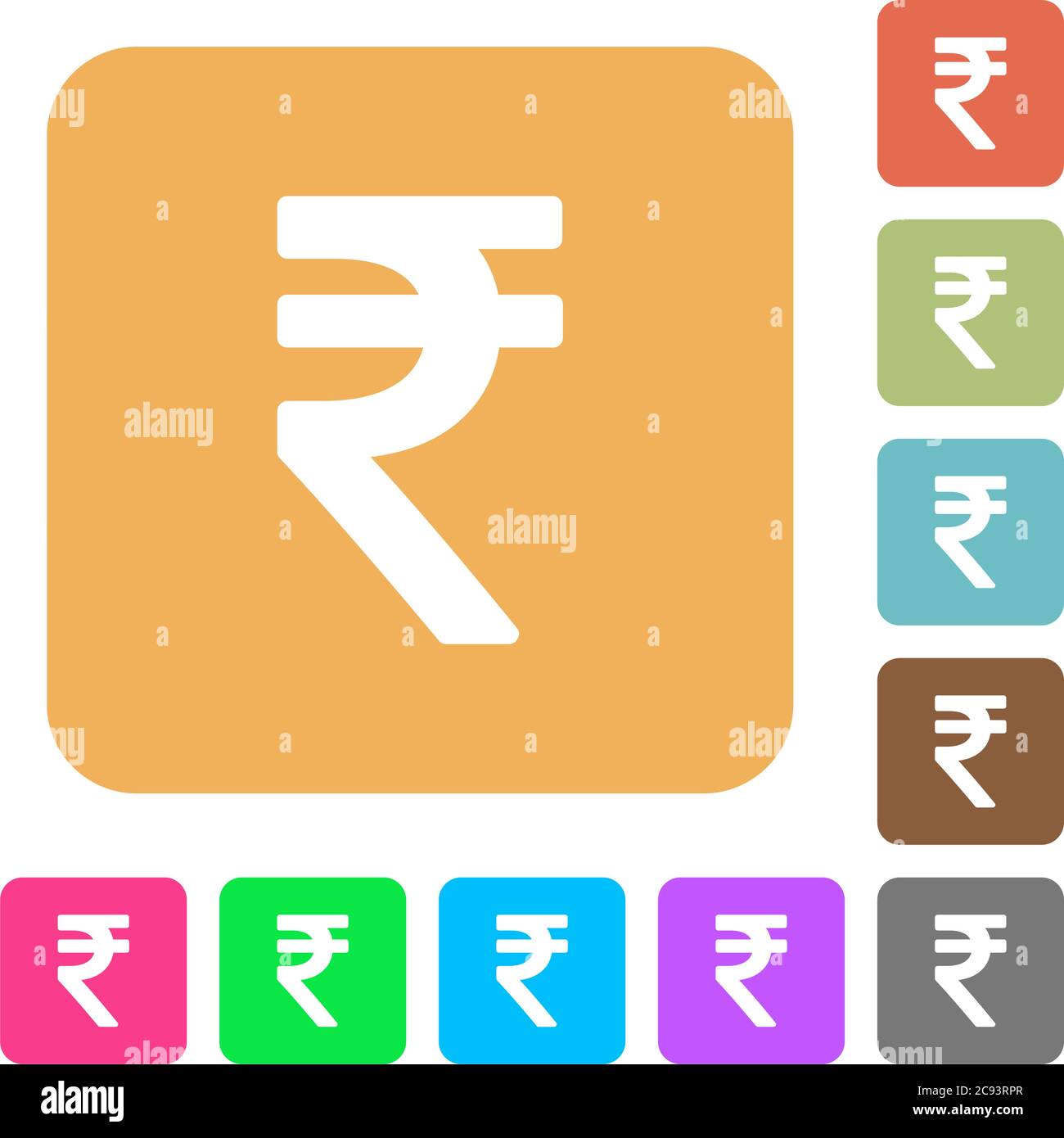 Indian Rupee sign flat icons on rounded square vivid color backgrounds ...