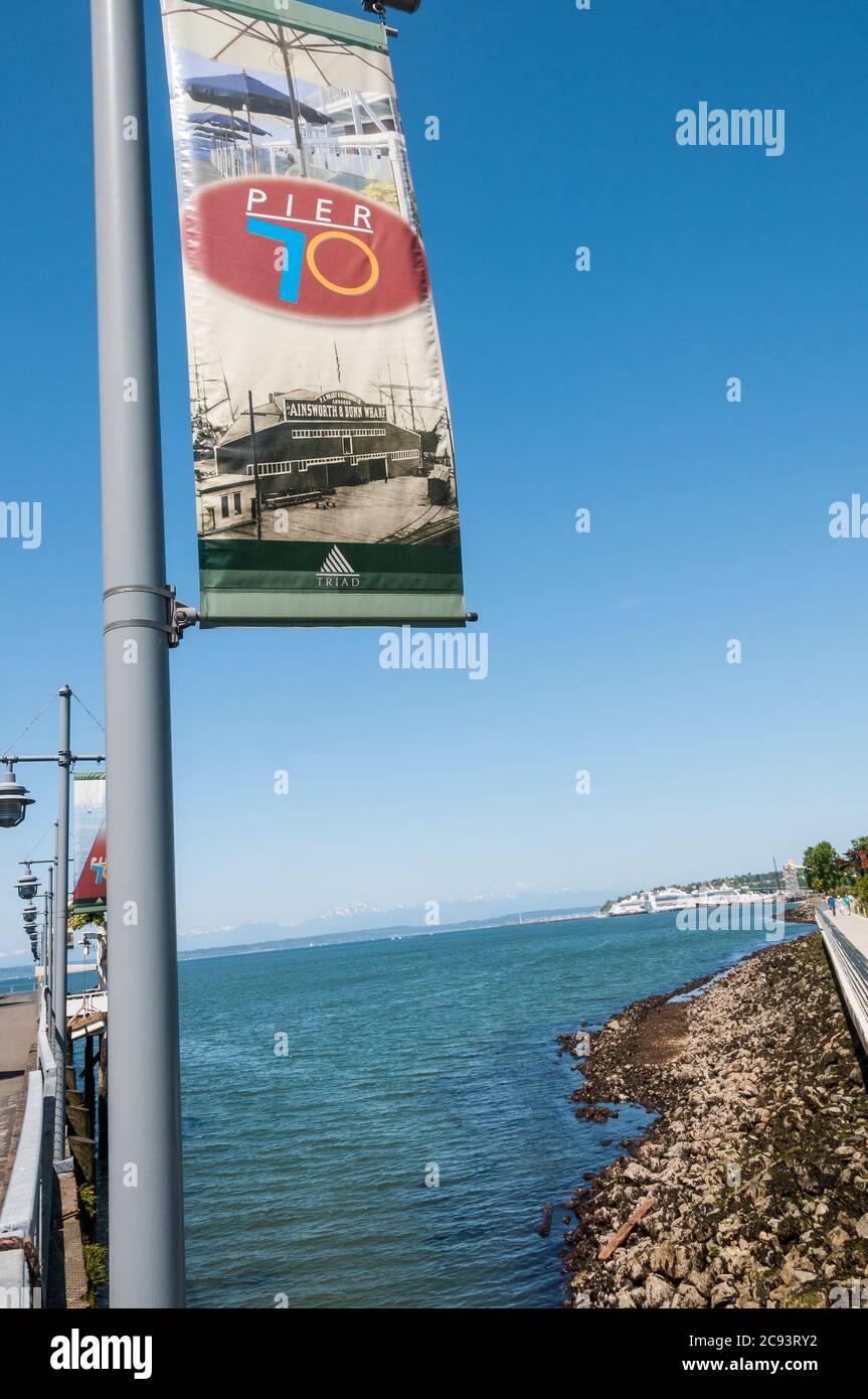 Banner for Pier 70 in Belltown in Seattle, Washington, circa May, 2009 ...