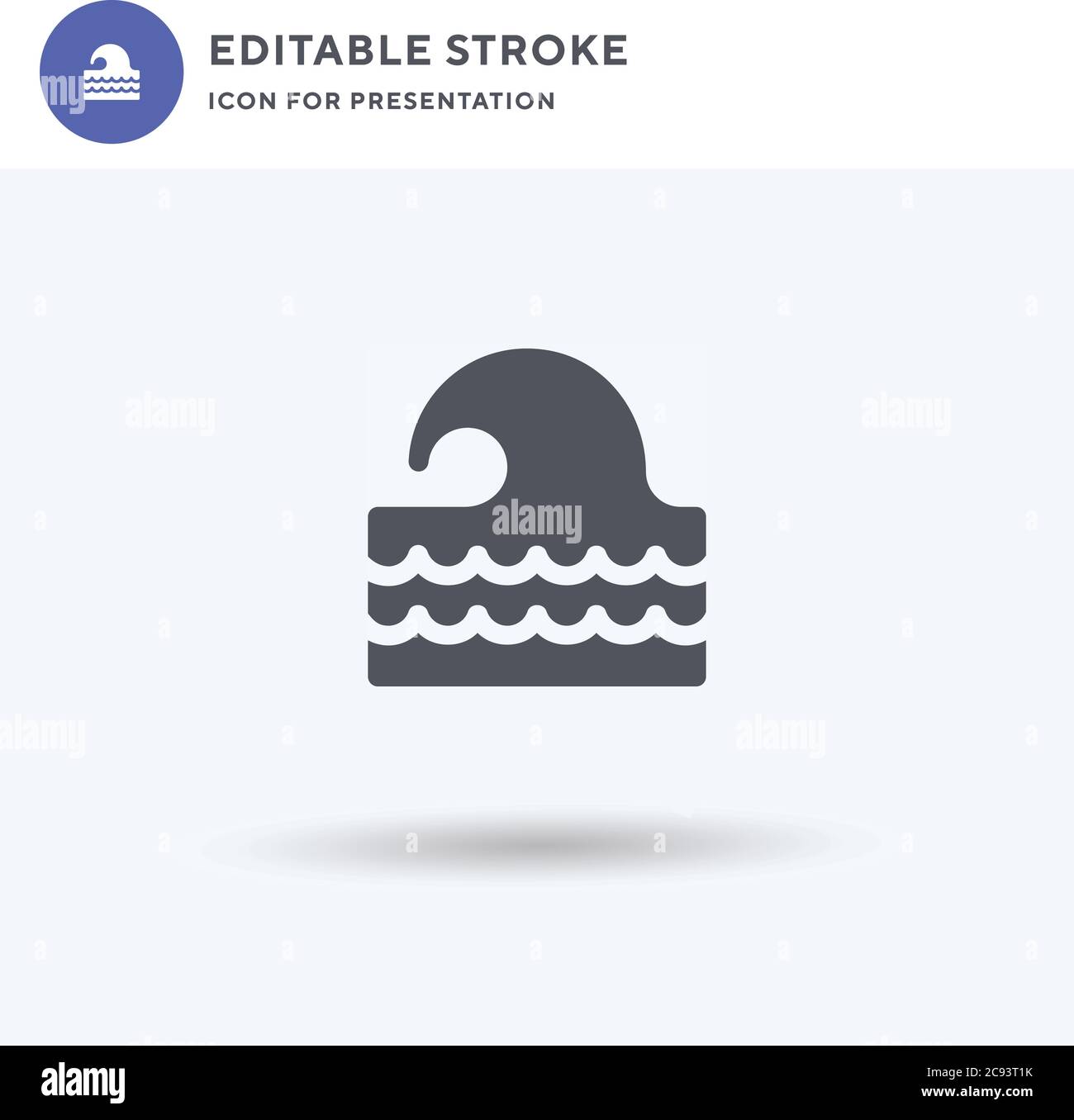 Wave icon vector, filled flat sign, solid pictogram isolated on white ...