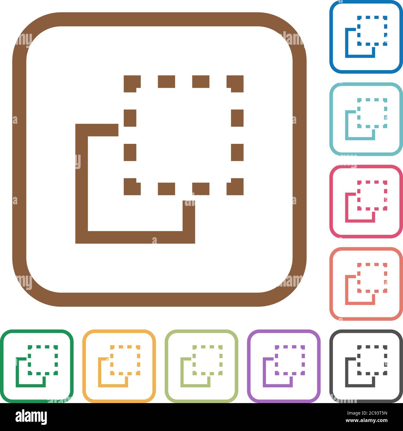 Bring element to front simple icons in color rounded square frames on white background Stock ...