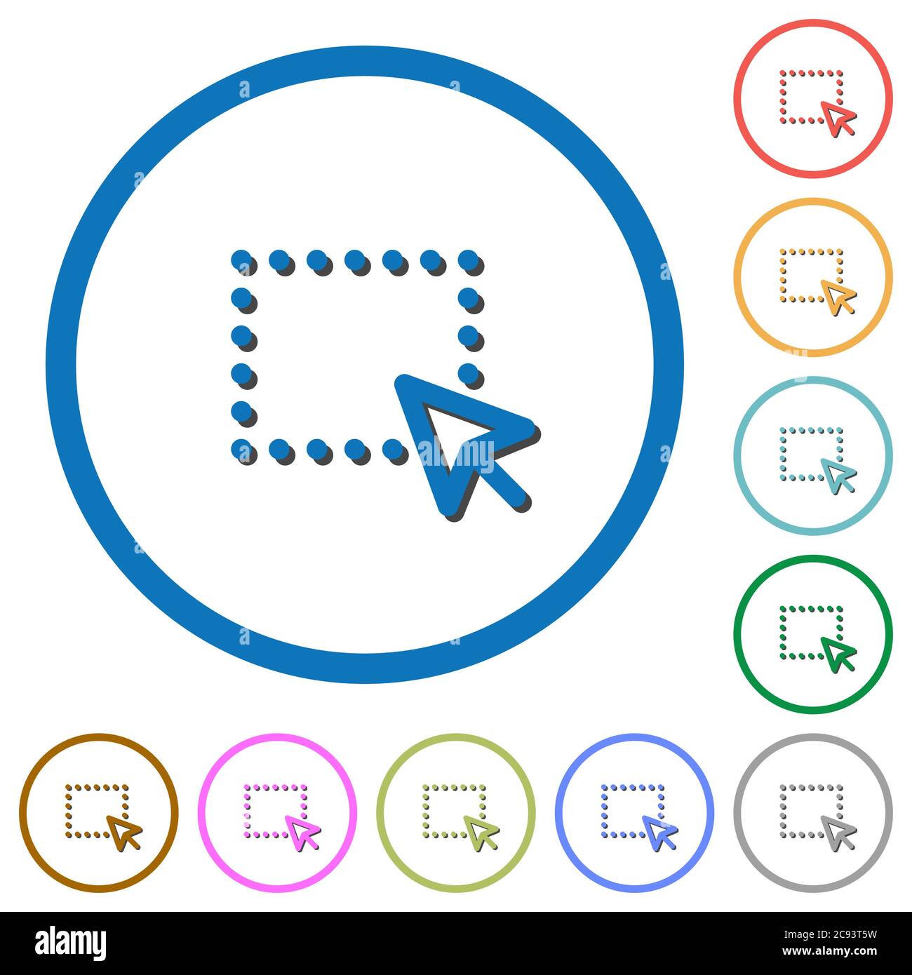 Drag and drop operation flat color vector icons with shadows in round ...