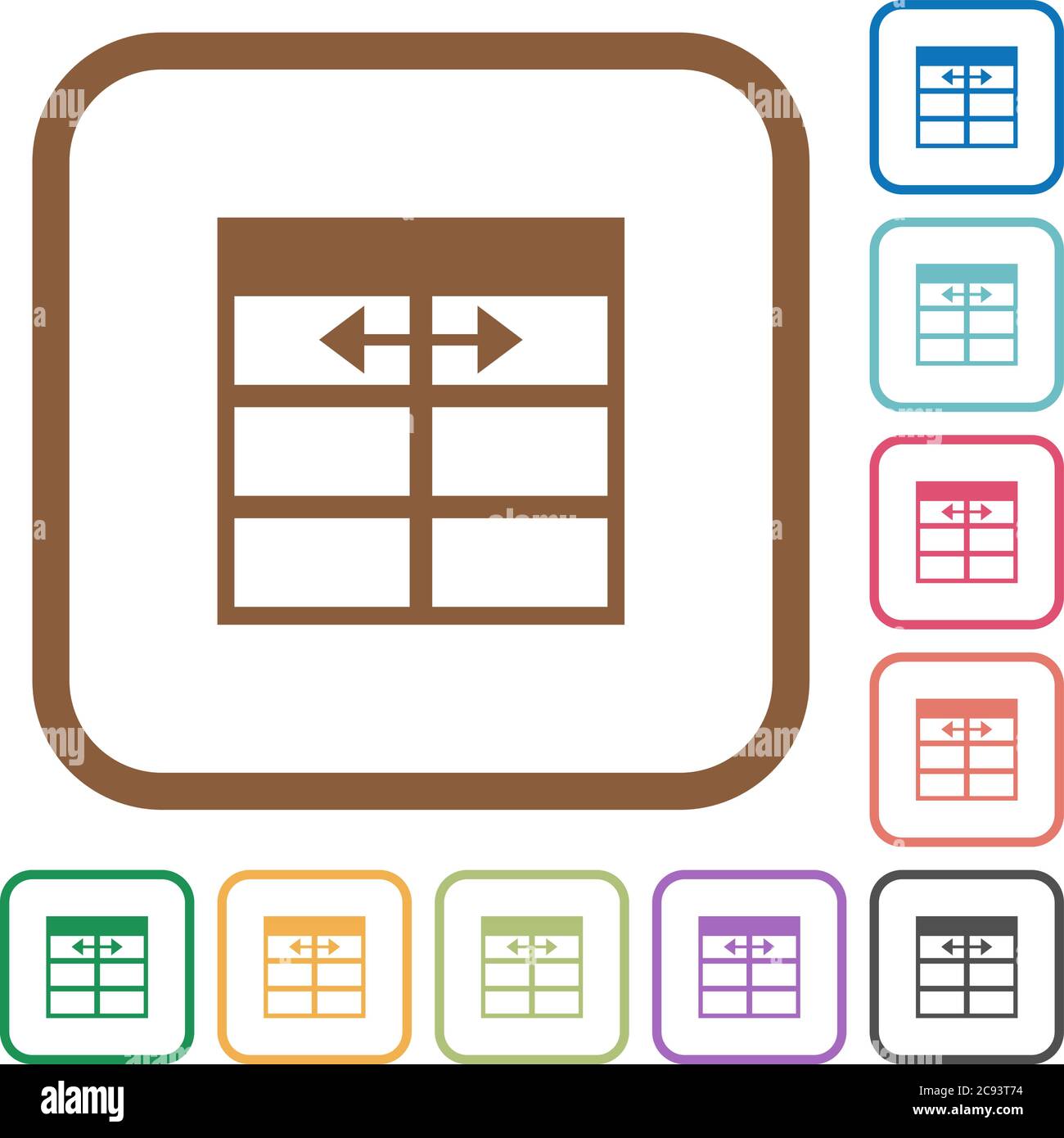 Spreadsheet Adjust Table Column Width Simple Icons In Color Rounded Square Frames On White