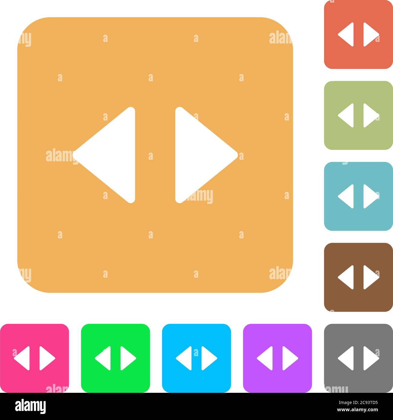 Horizontal control arrows flat icons on rounded square vivid color ...