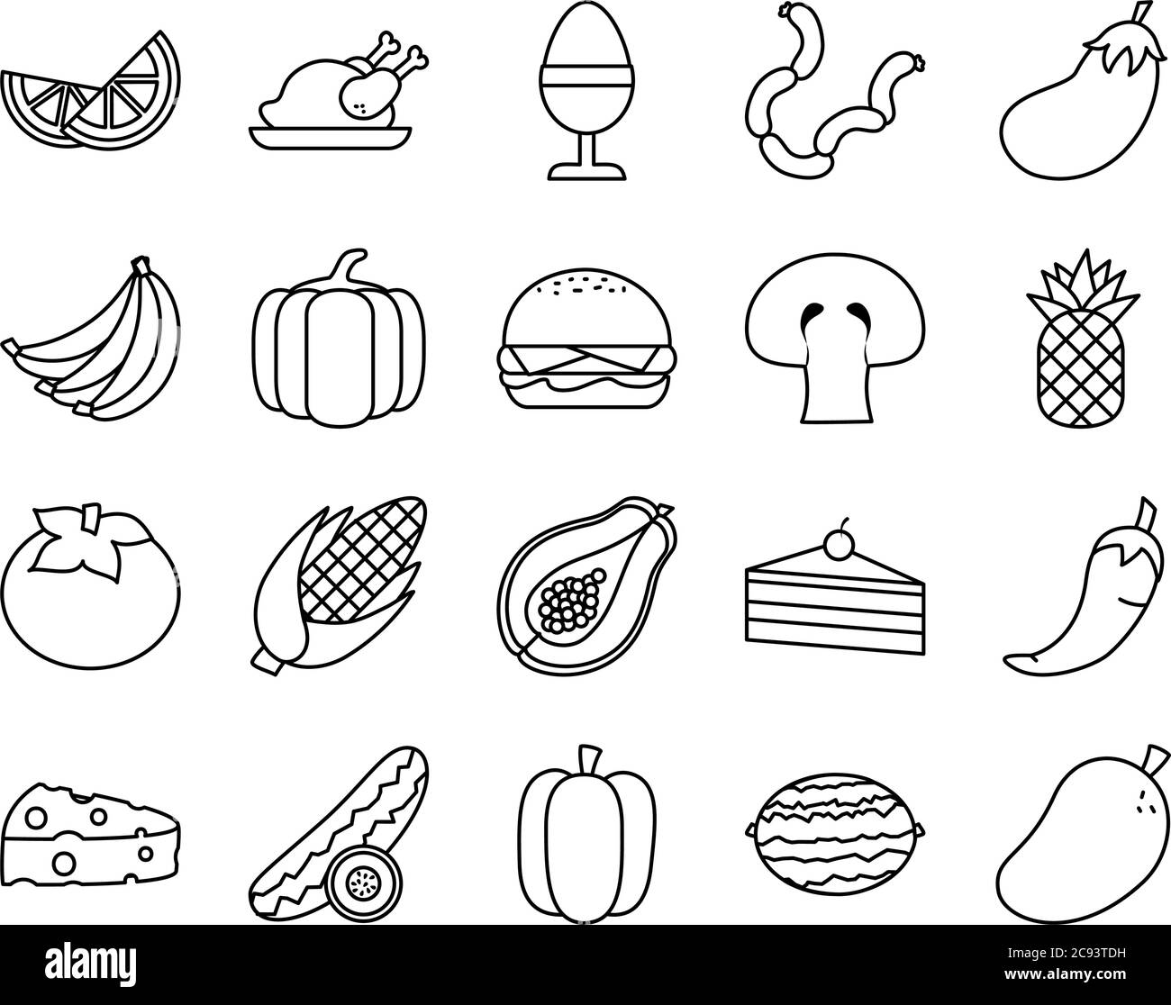 line style icon set design, food eat restaurant and menu theme Vector ...