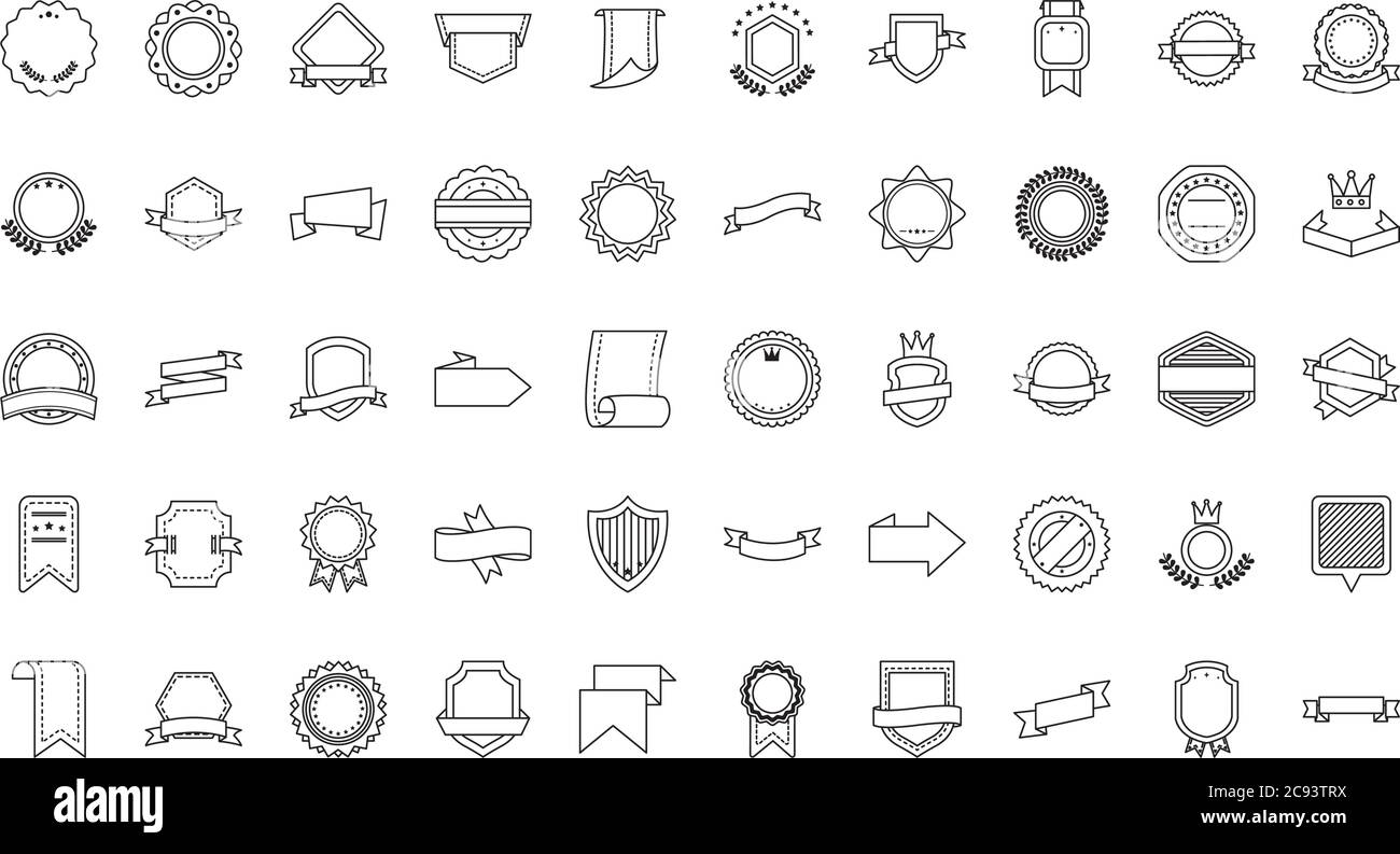 stickers icon set over white background, line style, vector ...