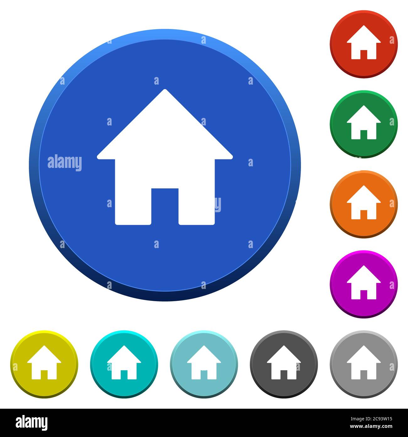 Home round color beveled buttons with smooth surfaces and flat white ...