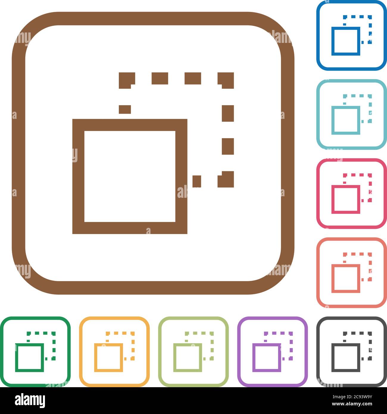 Send element to back simple icons in color rounded square frames on white background Stock ...