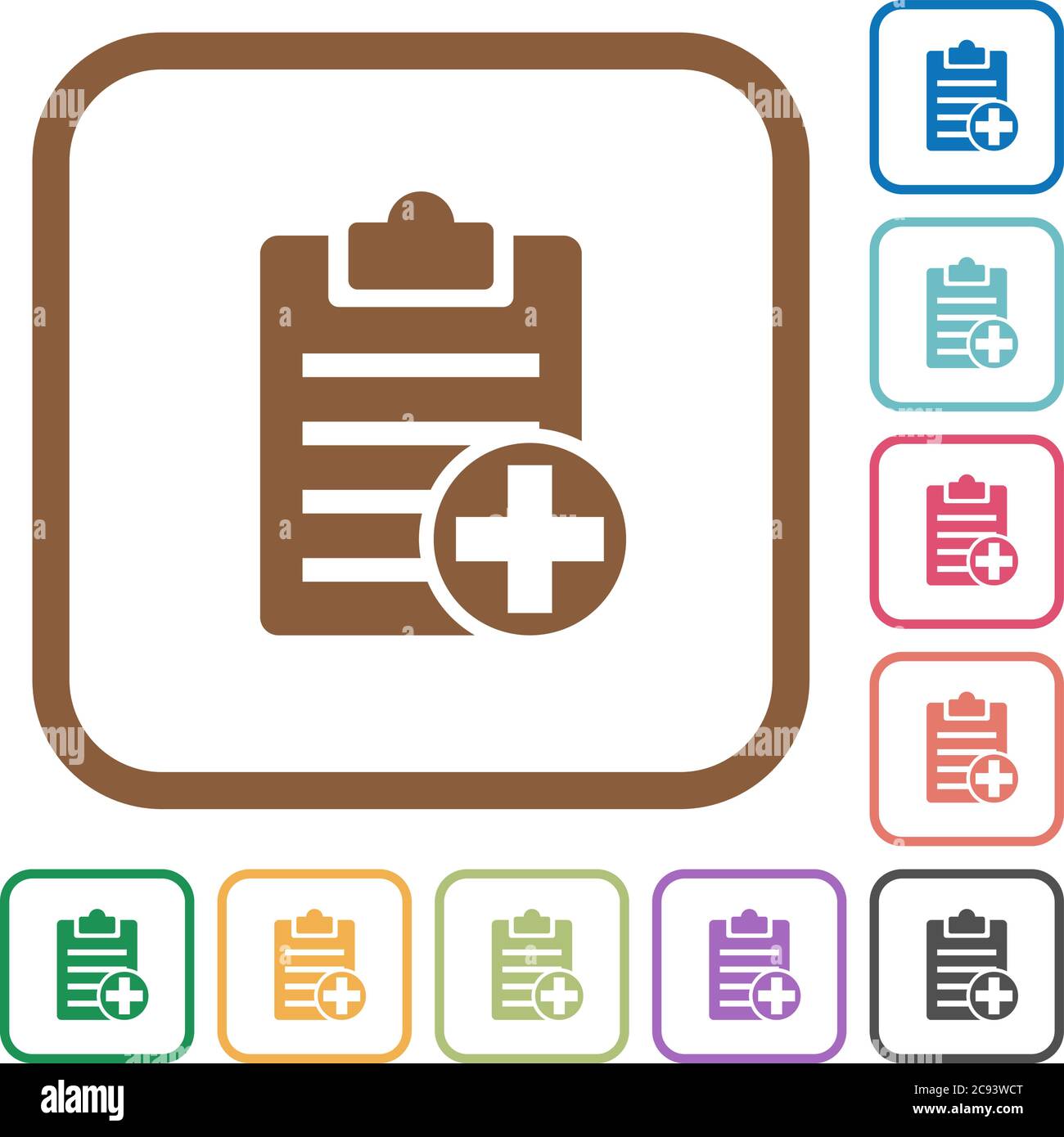 Add new note simple icons in color rounded square frames on white background Stock Vector Image ...