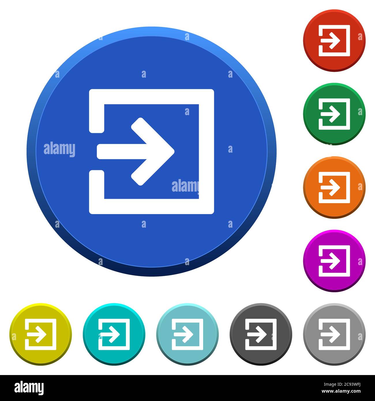 Import round color beveled buttons with smooth surfaces and flat white ...