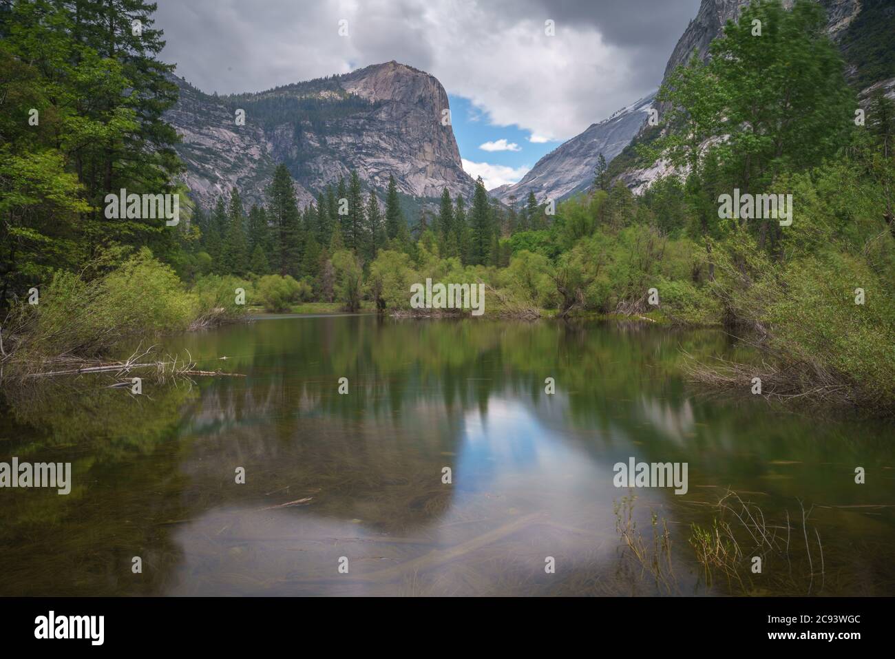 reflections in the mirror lake, yosemite national park in california in ...