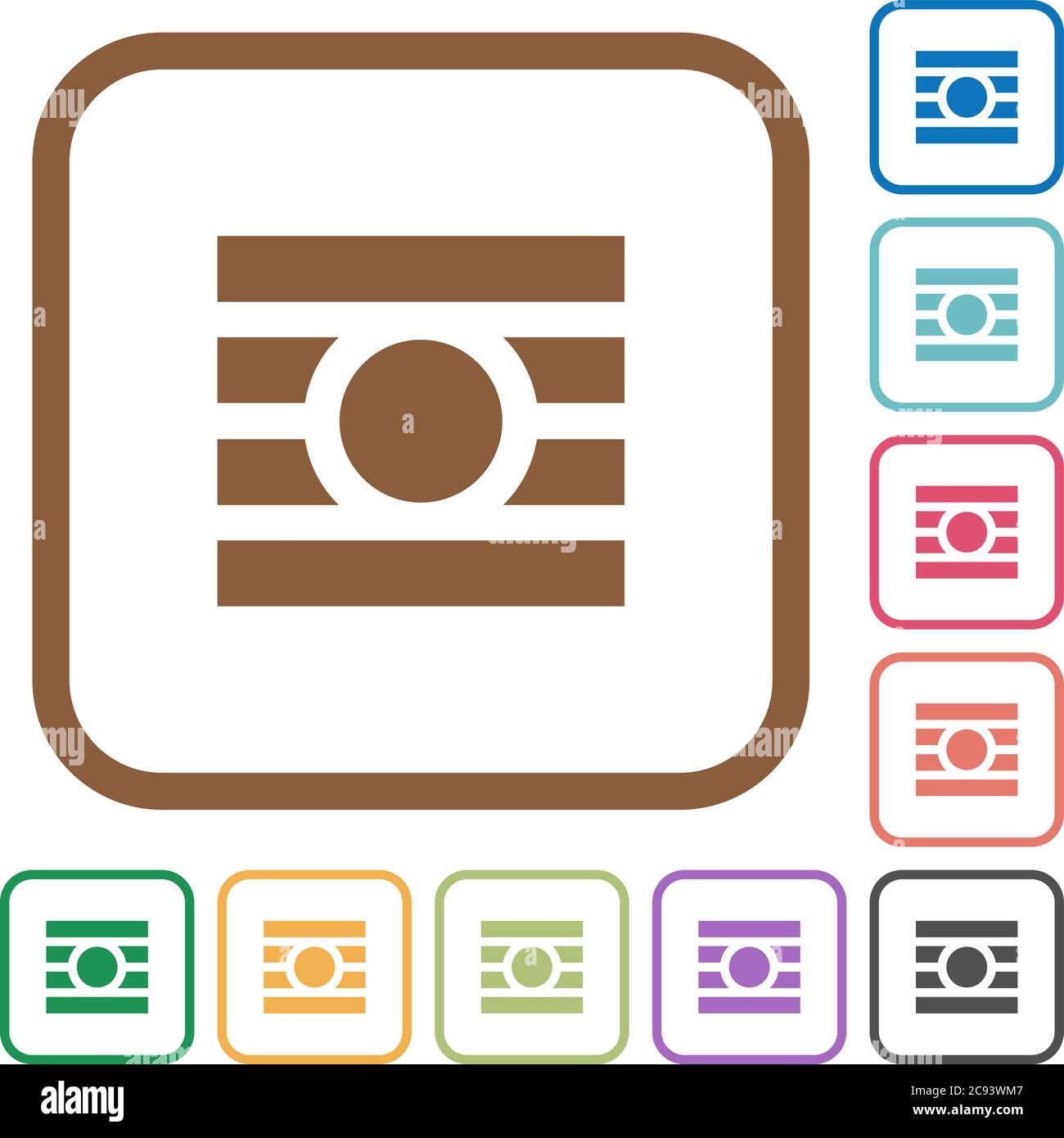 Text wrap around objects simple icons in color rounded square frames on ...