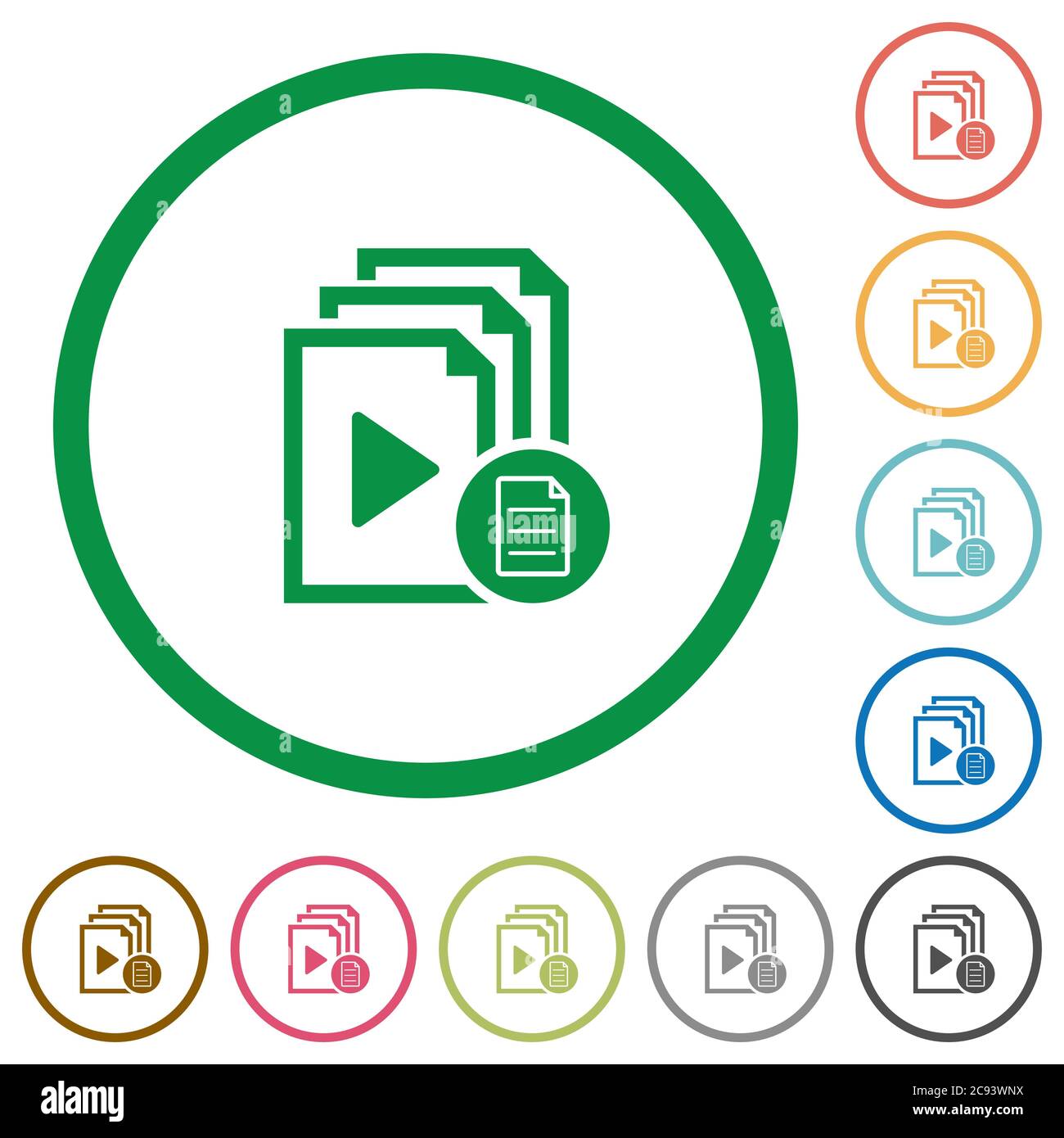 Playlist properties flat color icons in round outlines on white ...