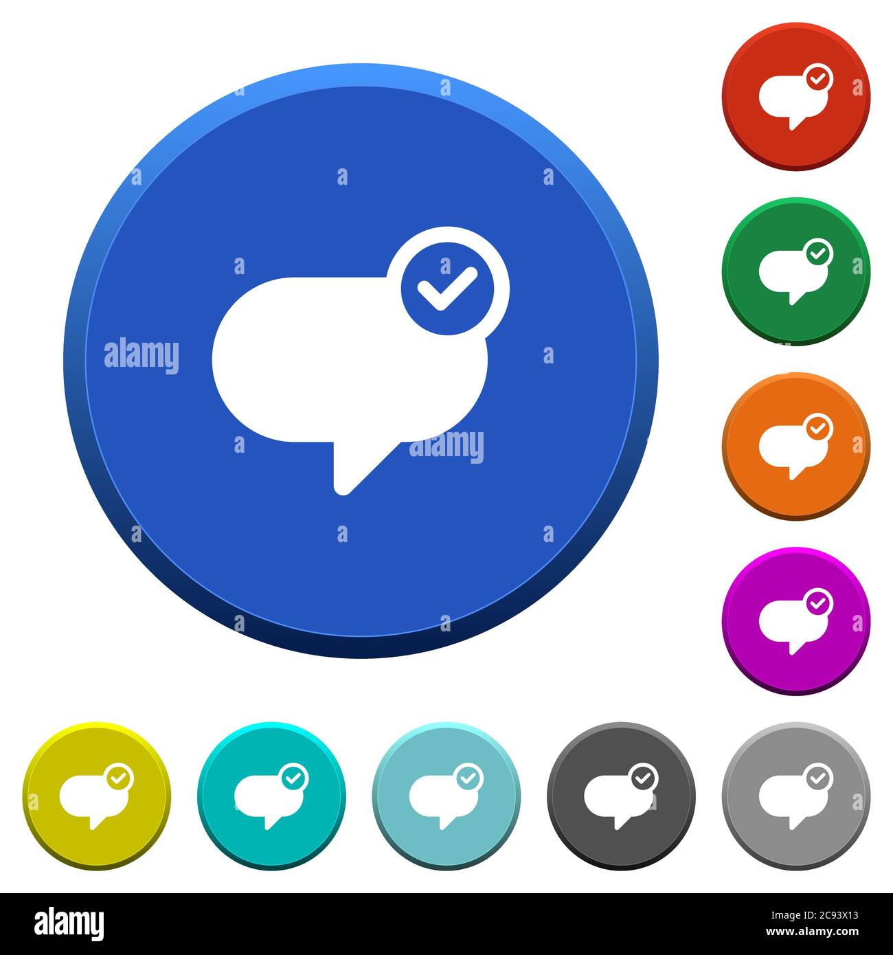 Message sent round color beveled buttons with smooth surfaces and flat ...