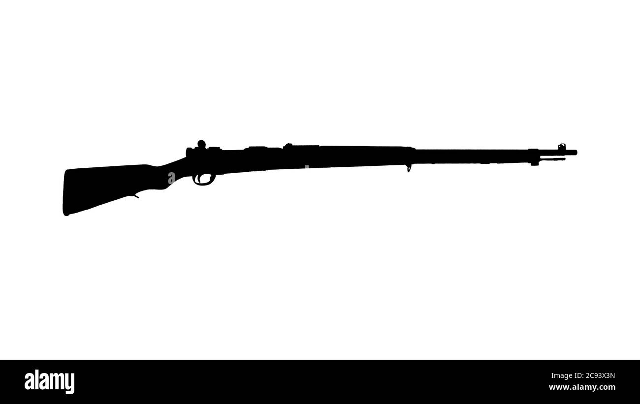 Isolated old rifle side view graphic silhouette illustration Stock ...