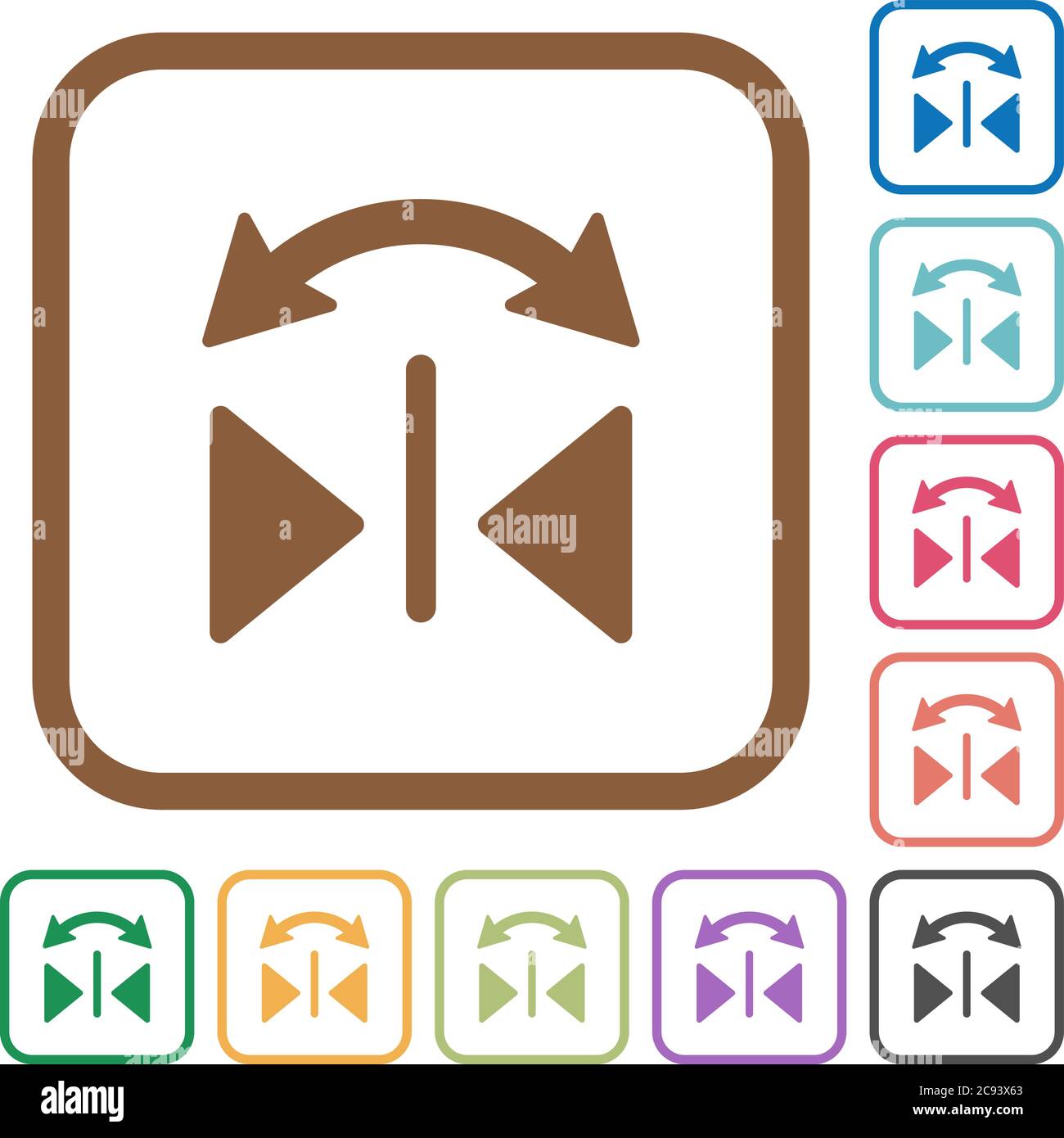 Horizontal flip simple icons in color rounded square frames on white background Stock Vector ...