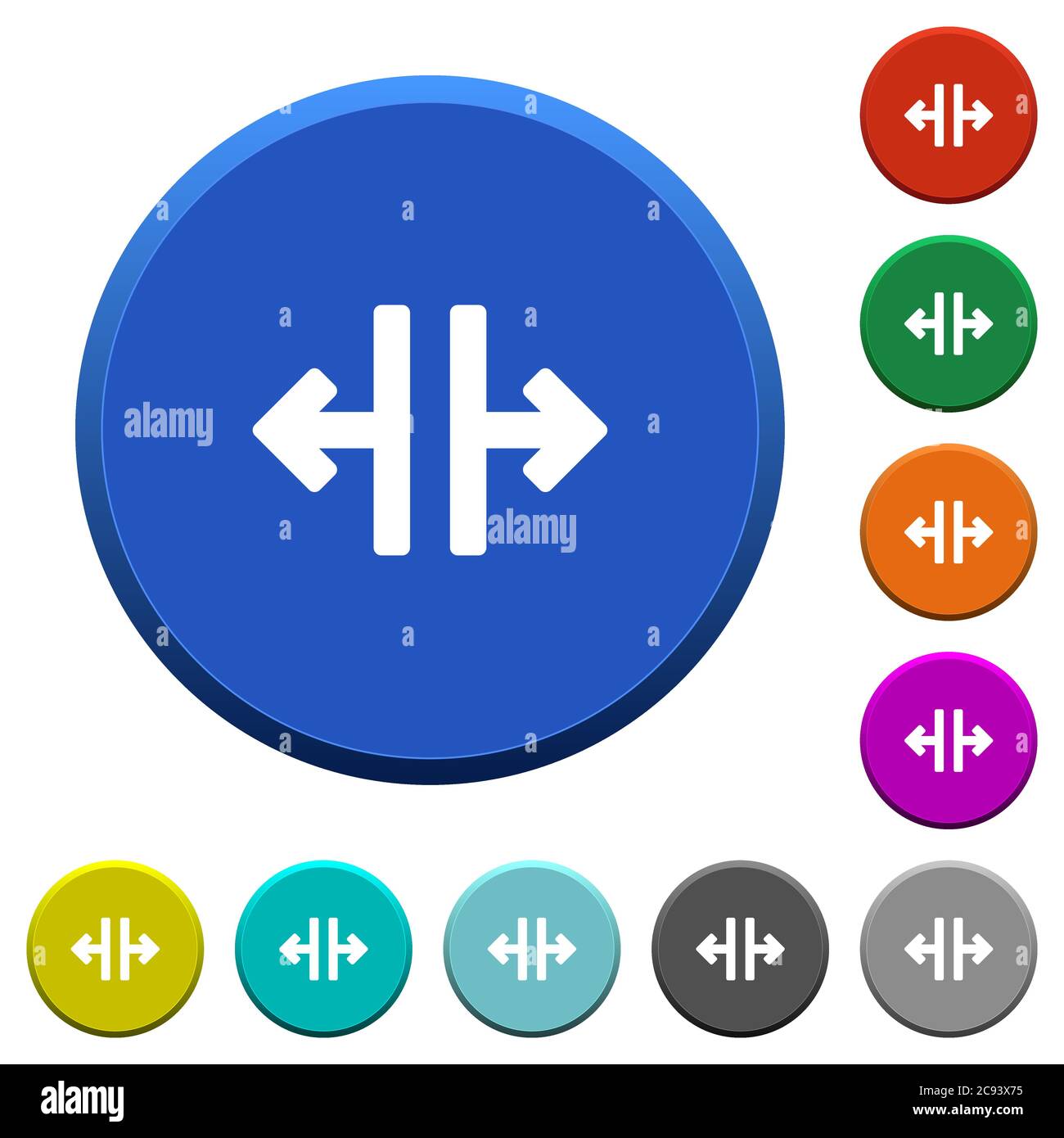 Vertical split round color beveled buttons with smooth surfaces and ...