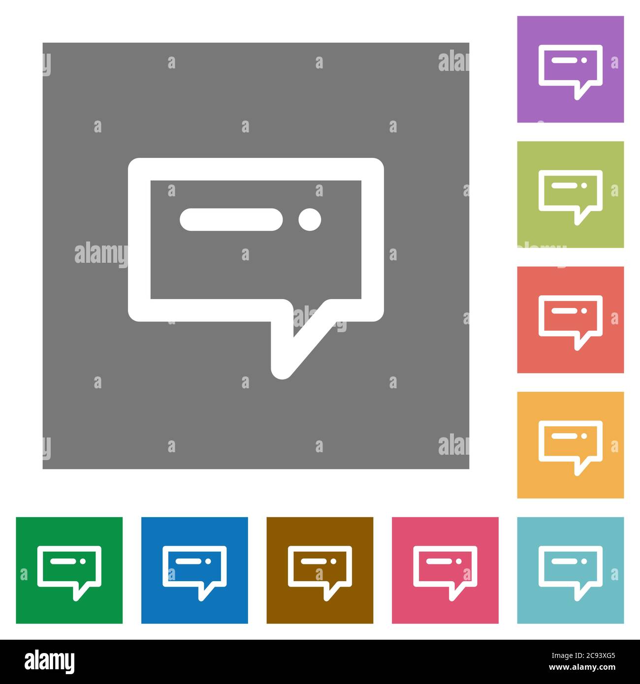 Typing message flat icons on simple color square backgrounds Stock ...