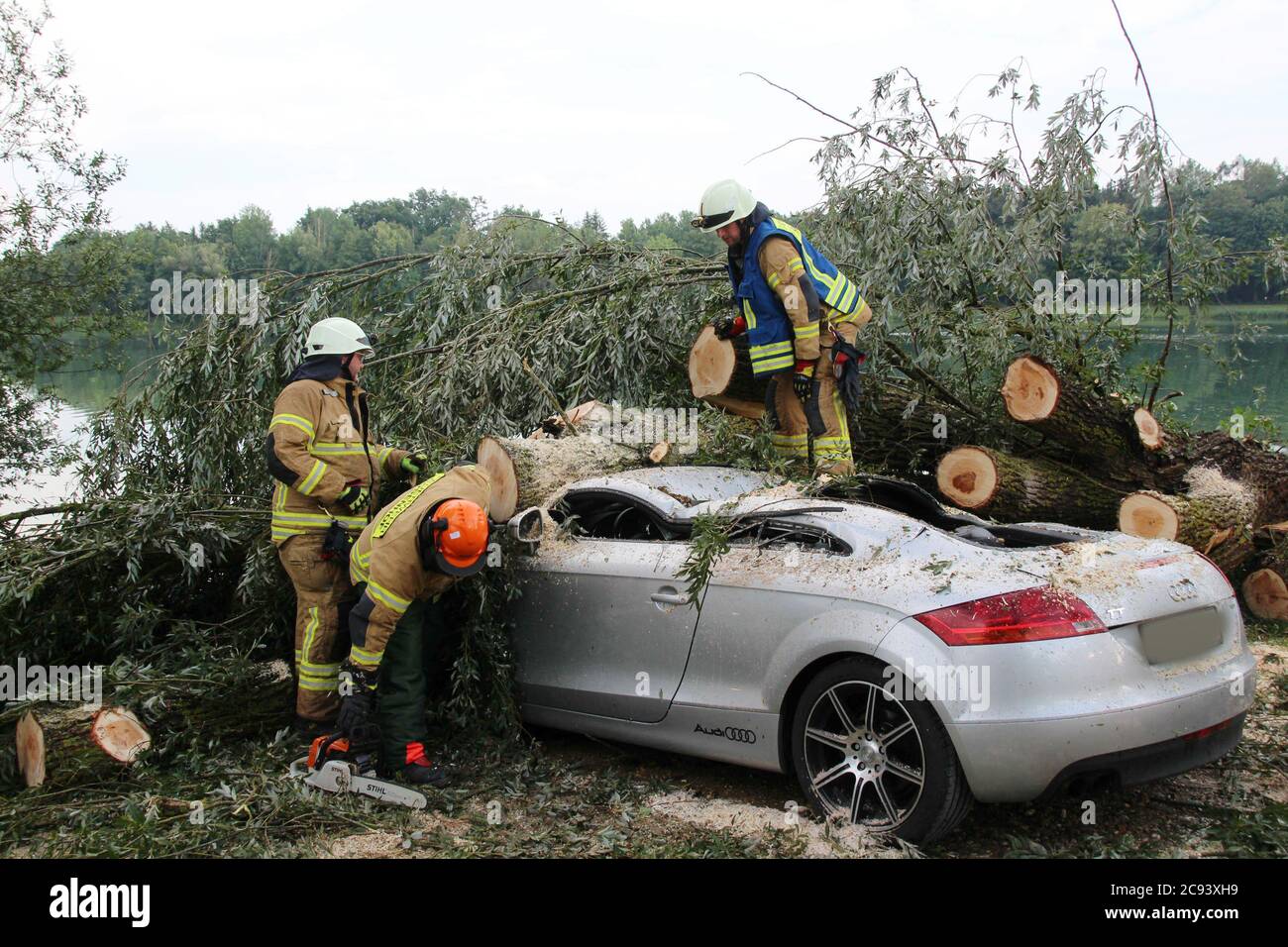 Tree falling on car hi-res stock photography and images - Alamy