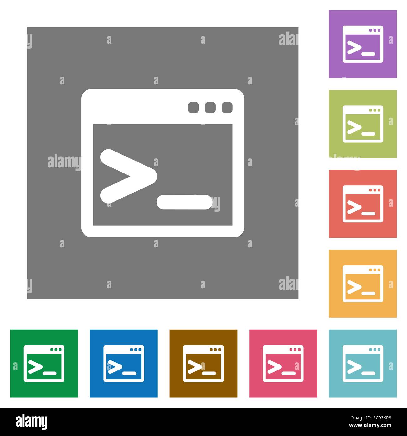 Command prompt flat icons on simple color square backgrounds Stock ...