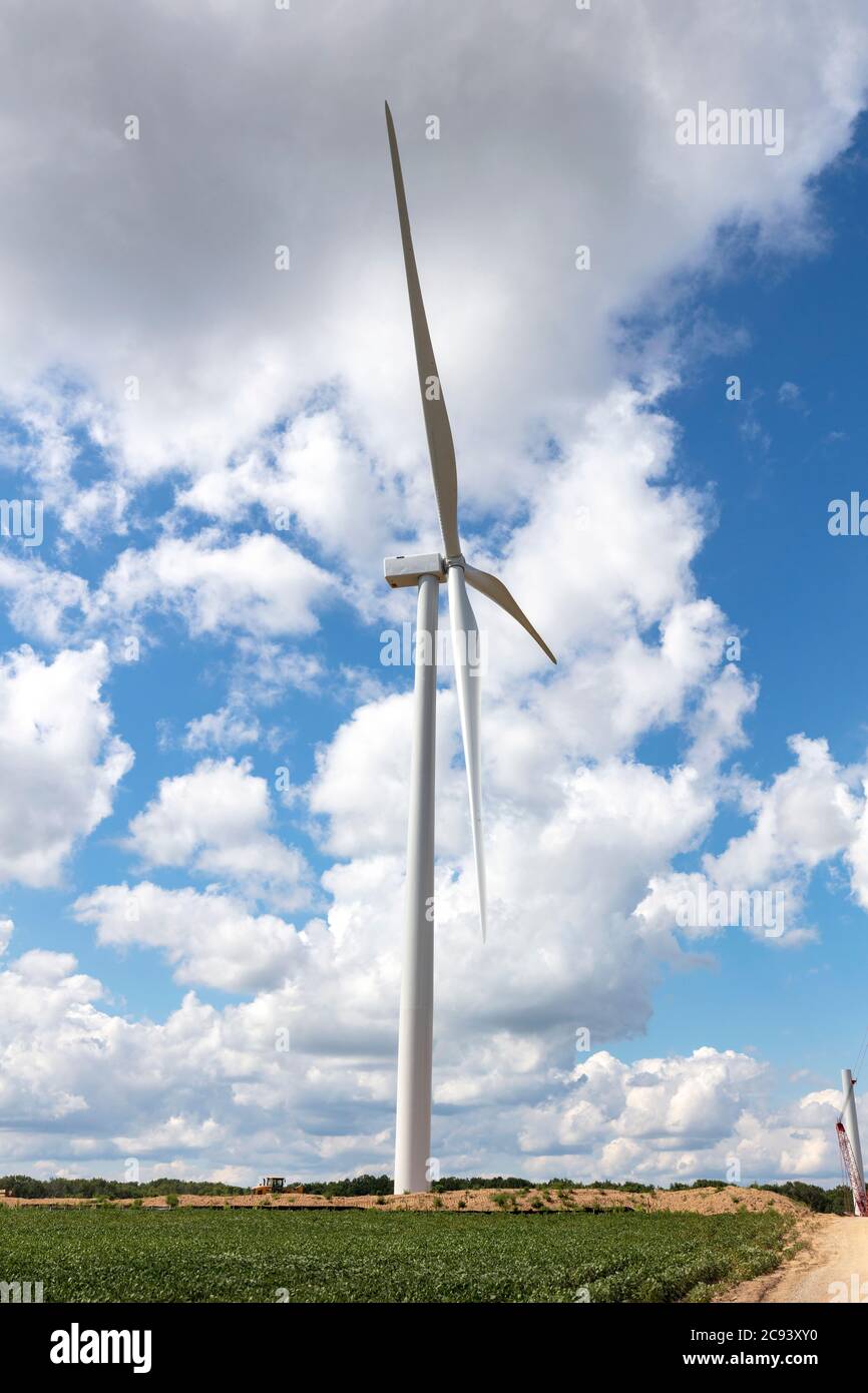 Wind Turbines, under construction, Wind farm, near Rosebush, Michigan ...