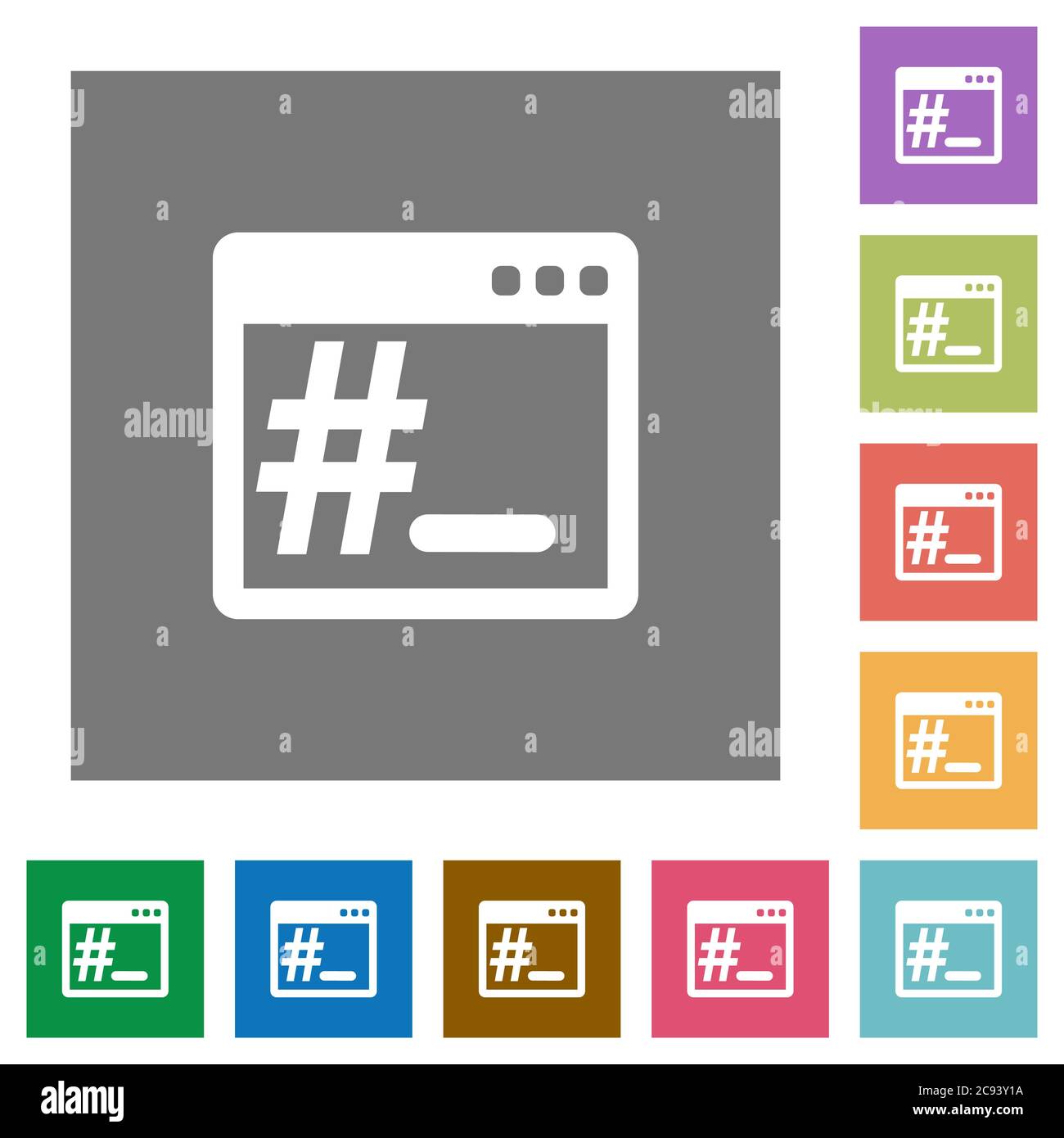 Linux root terminal flat icons on simple color square backgrounds Stock ...