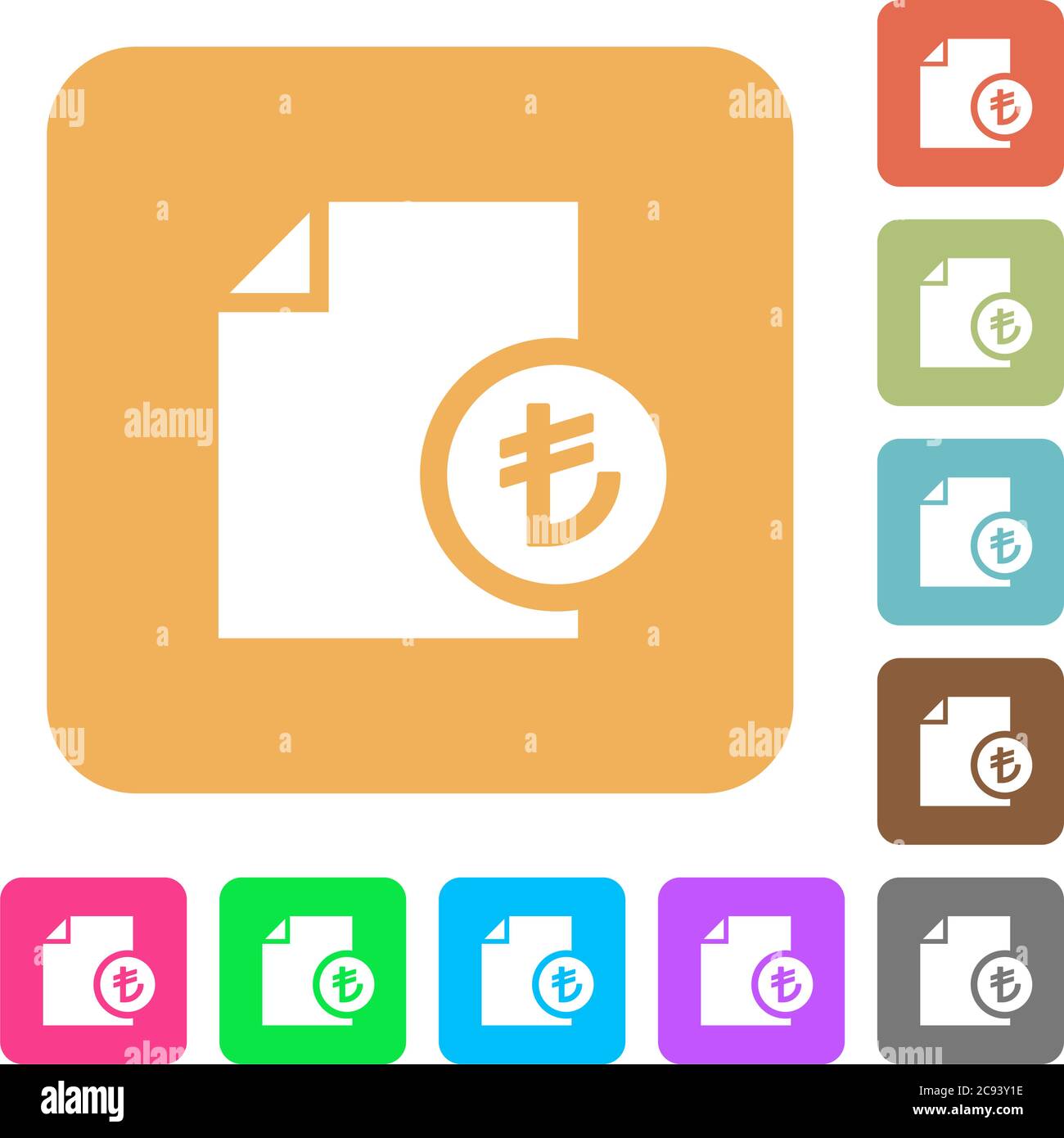 Turkish Lira financial report flat icons on rounded square vivid color backgrounds Stock Vector ...