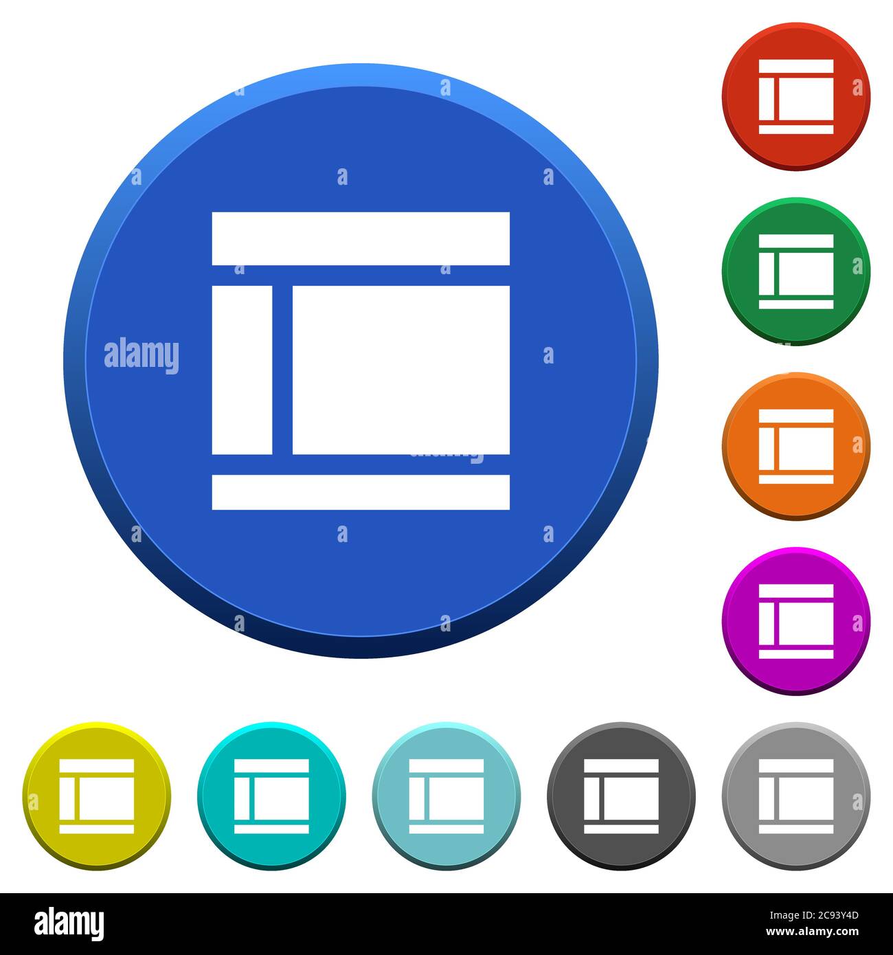 Two columned web layout round color beveled buttons with smooth ...