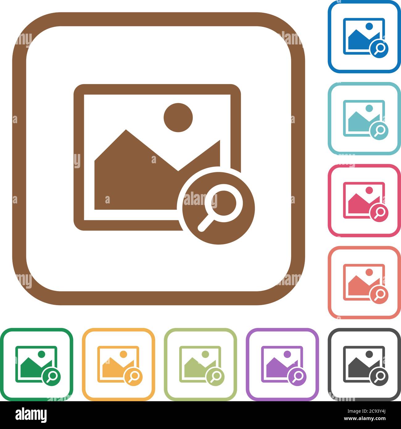 Zoom image simple icons in color rounded square frames on white ...