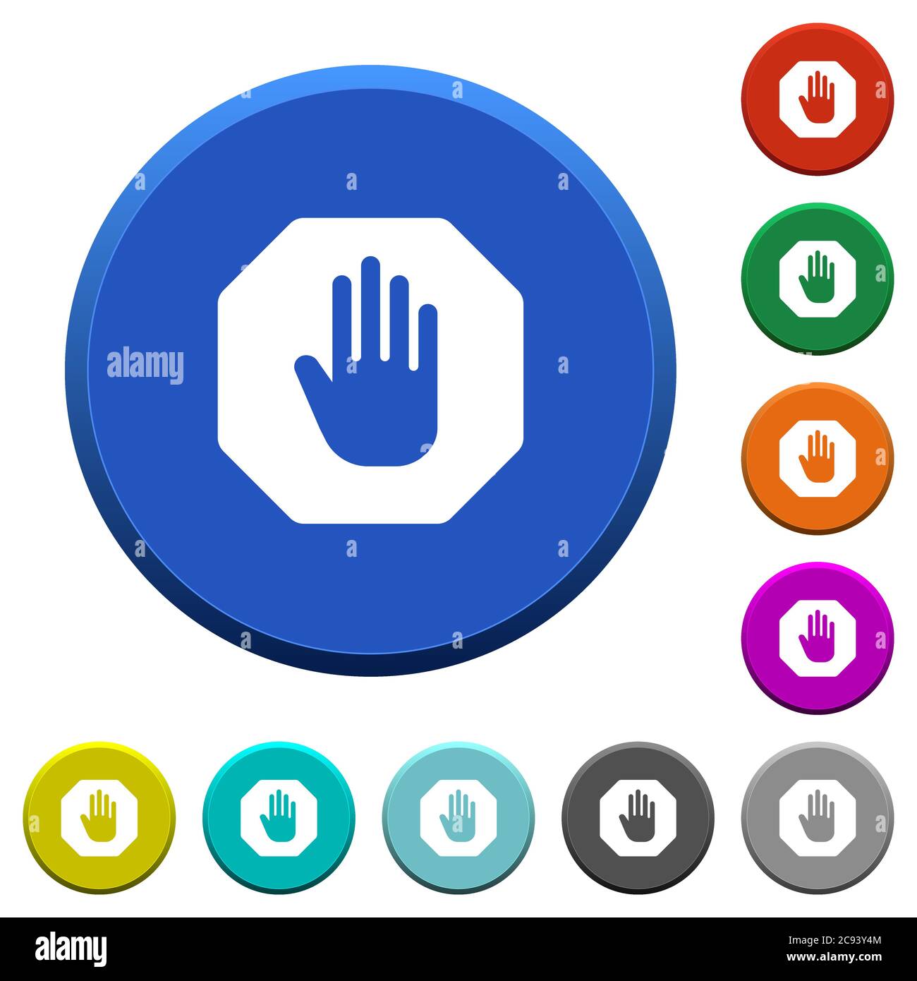 Octagon shaped stop sign round color beveled buttons with smooth ...
