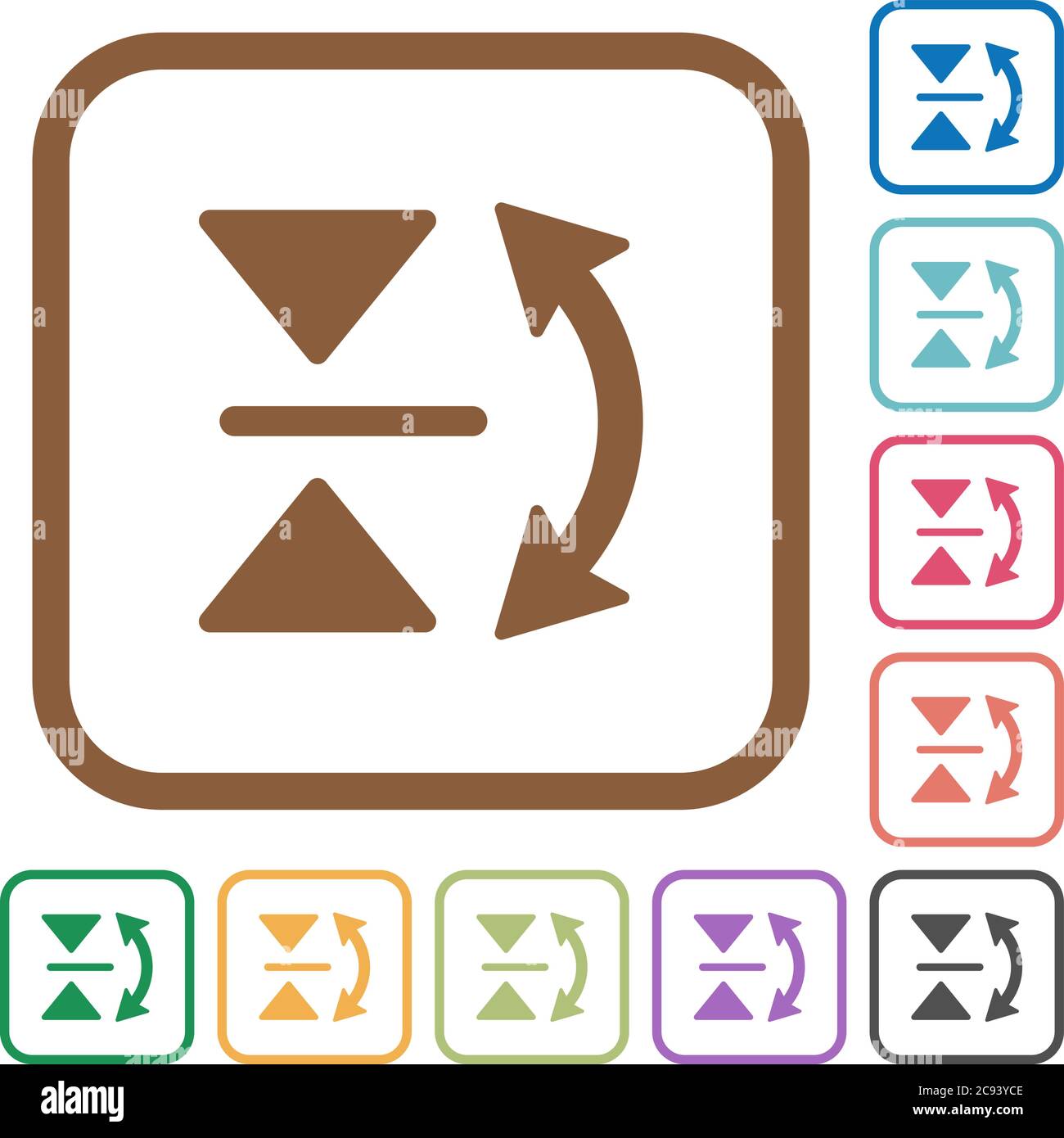 Vertical flip simple icons in color rounded square frames on white background Stock Vector Image ...