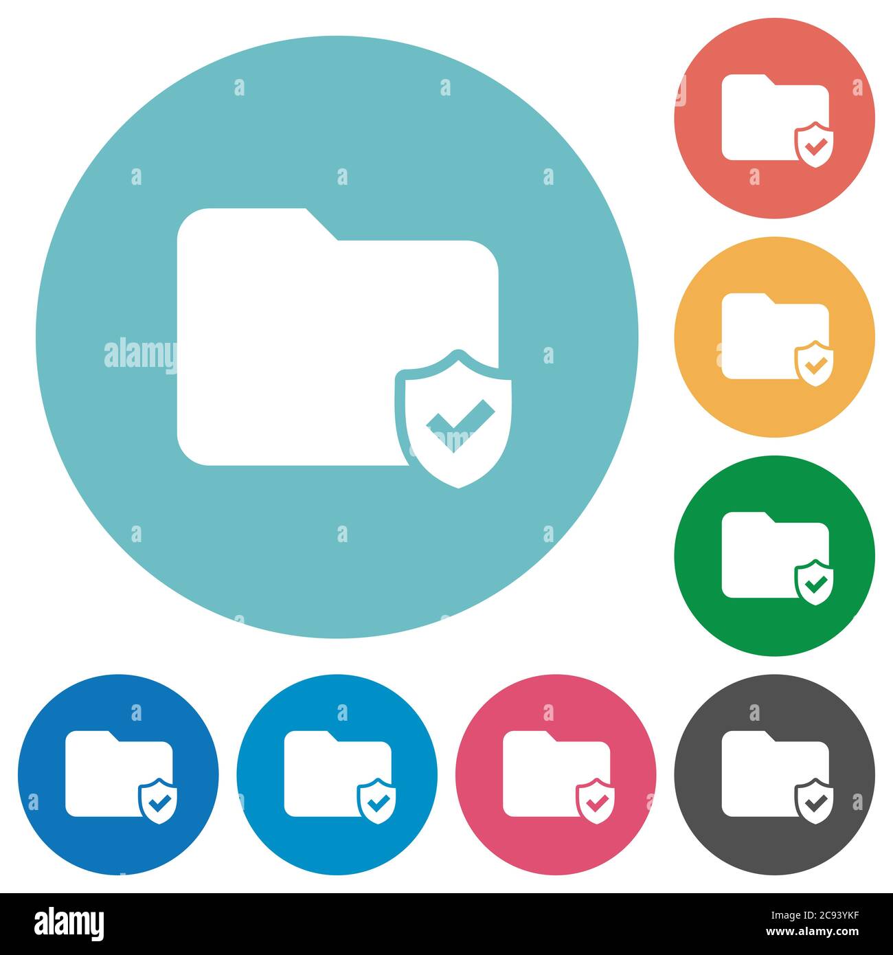 Protected folder flat white icons on round color backgrounds Stock ...
