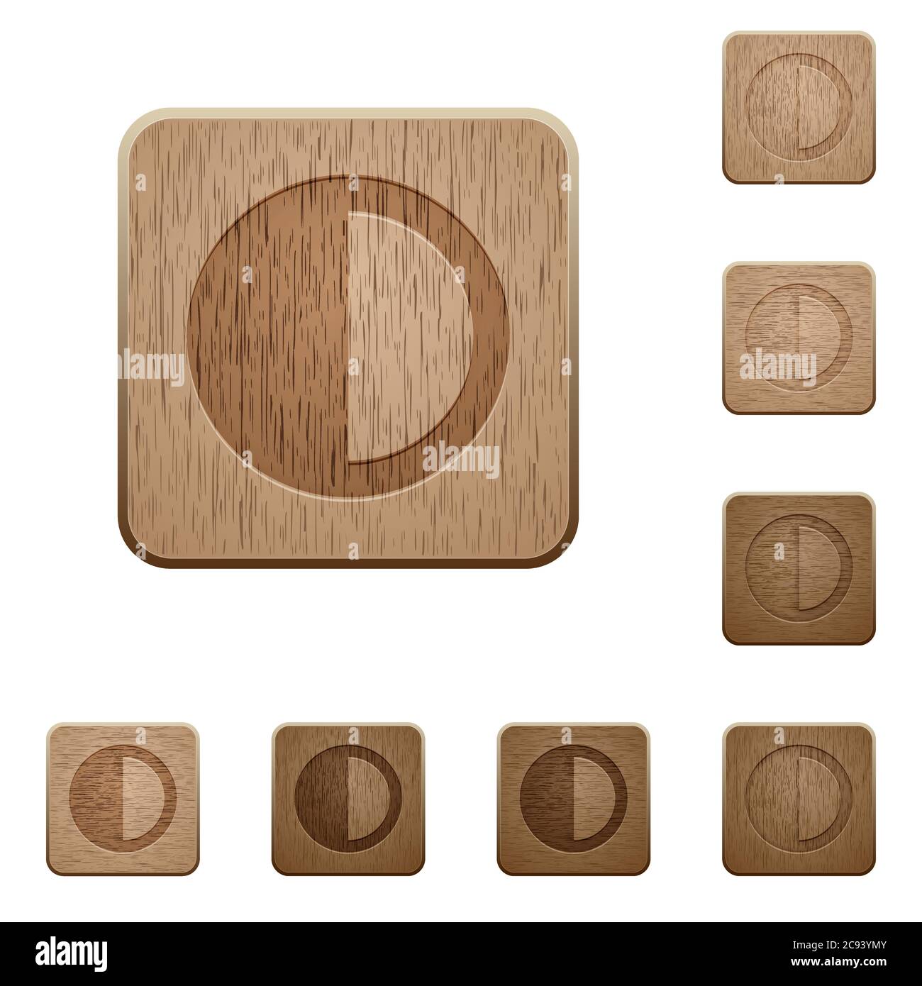 Contrast control on rounded square carved wooden button styles Stock ...