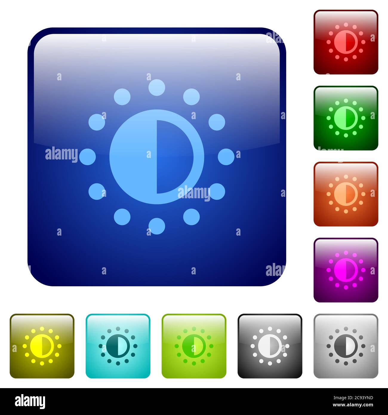 Saturation Control Icons In Rounded Square Color Glossy Button Set Stock Vector Image And Art Alamy