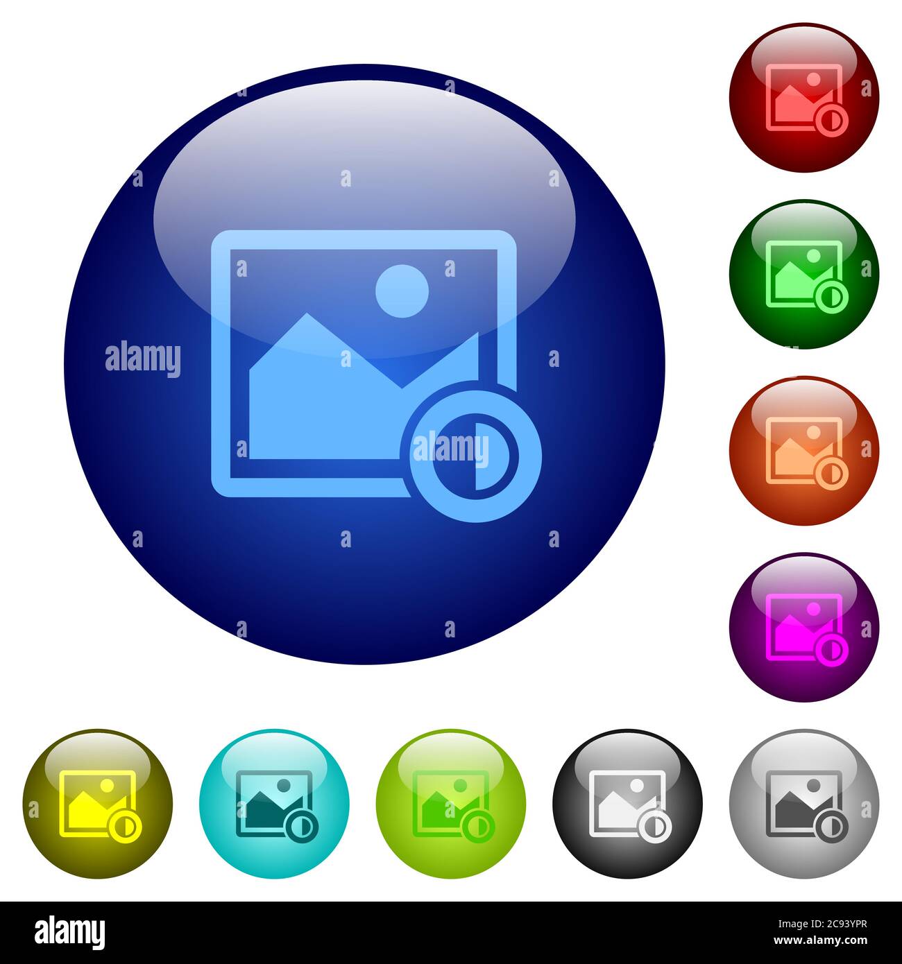 Adjust image contrast icons on round color glass buttons Stock Vector ...