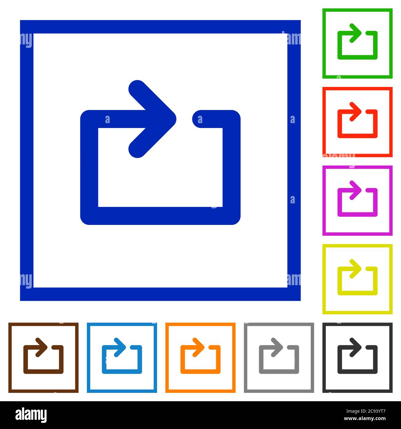 Media loop flat color icons in square frames on white background Stock ...