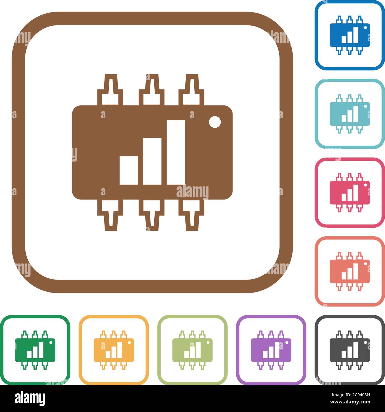 Hardware acceleration simple icons in color rounded square frames on ...