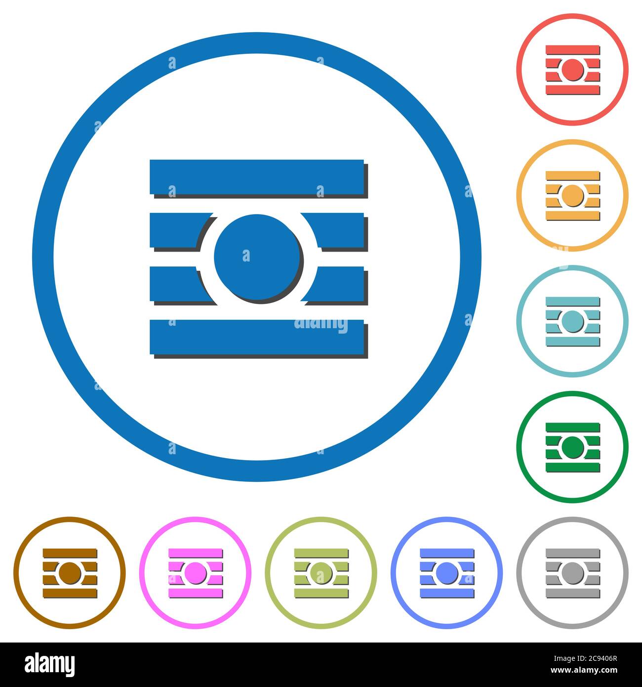 Text wrap around objects flat color vector icons with shadows in round ...