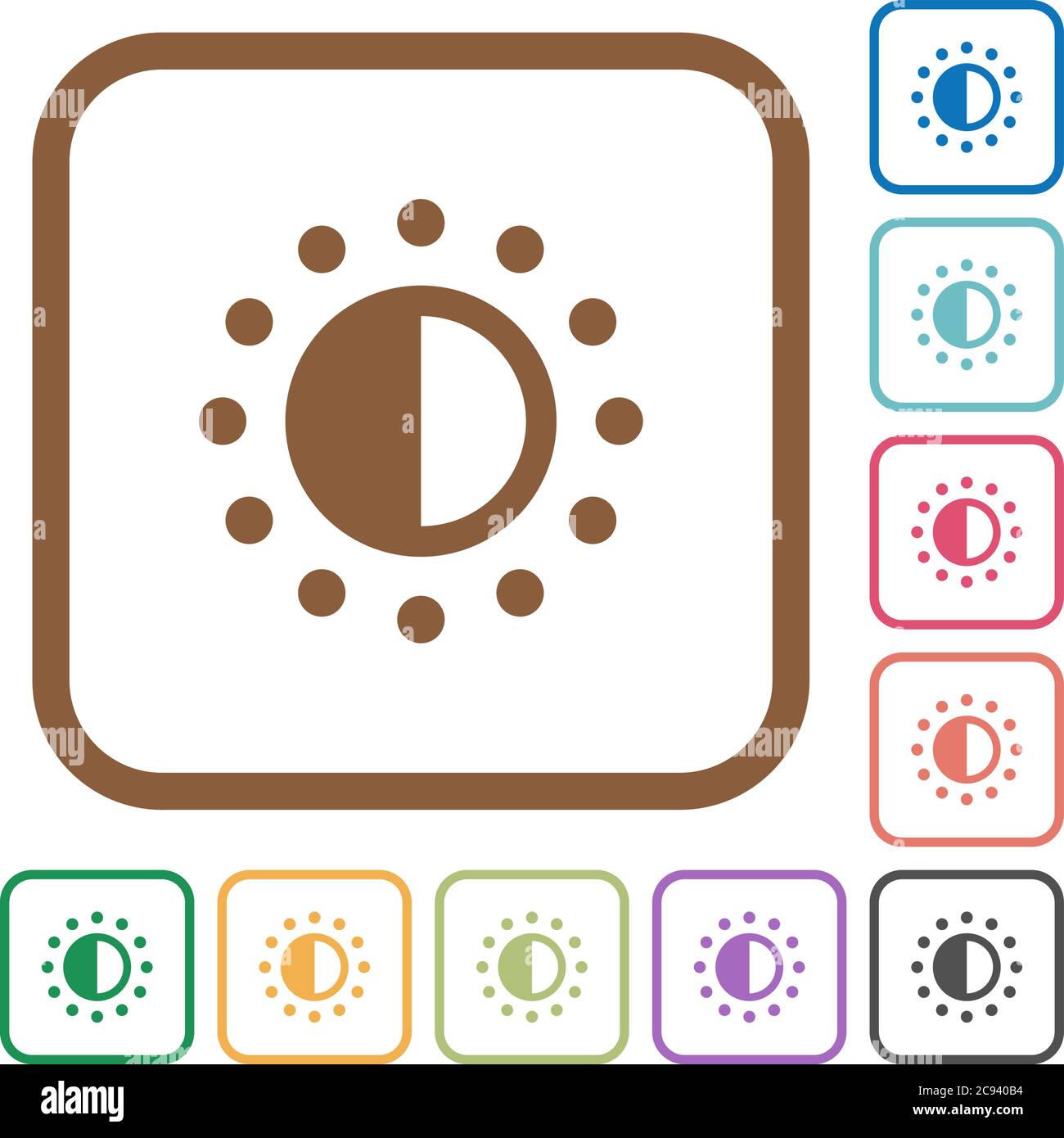 Saturation control simple icons in color rounded square frames on white background Stock Vector ...