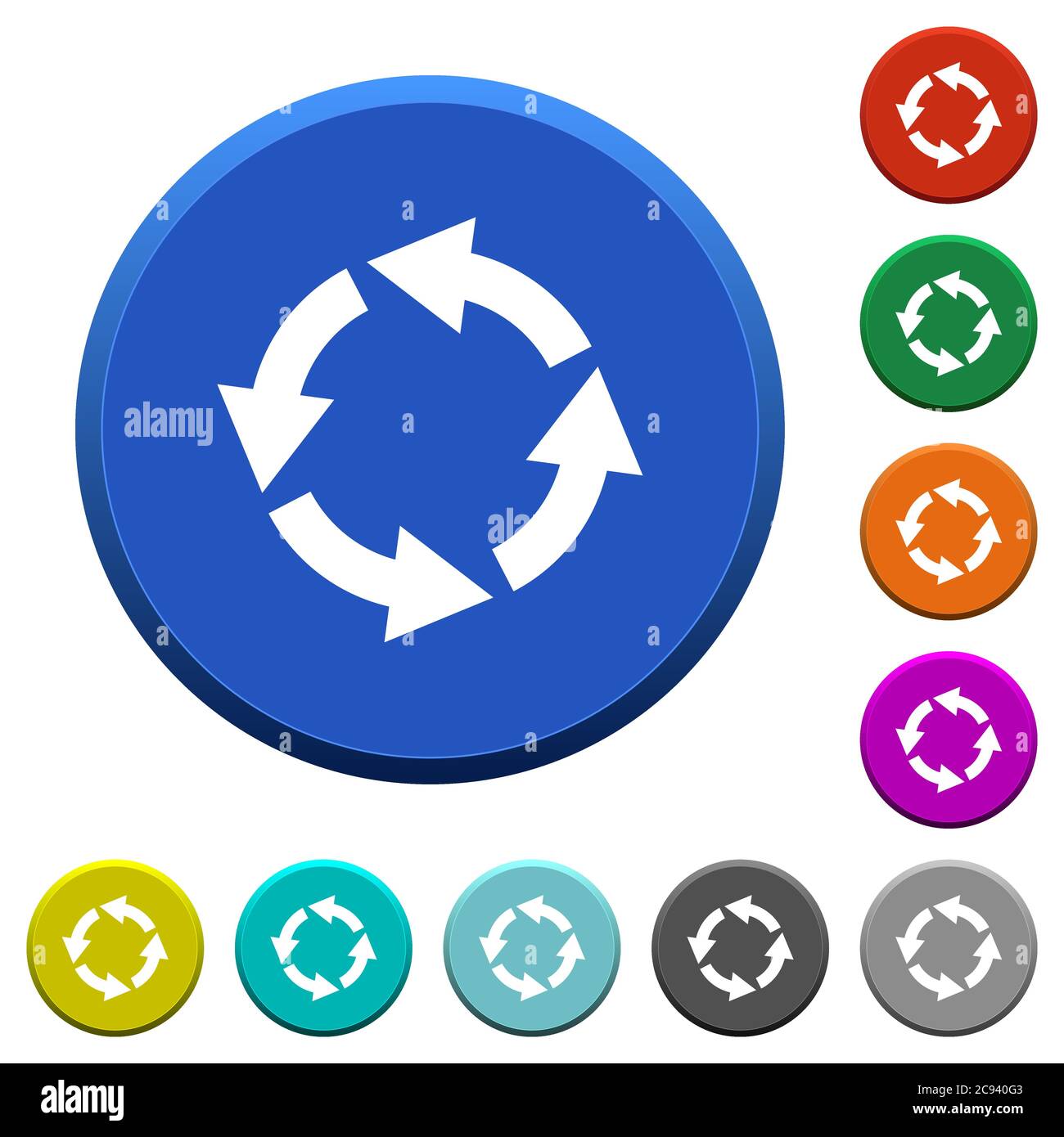 Rotate left round color beveled buttons with smooth surfaces and flat white icons Stock Vector ...