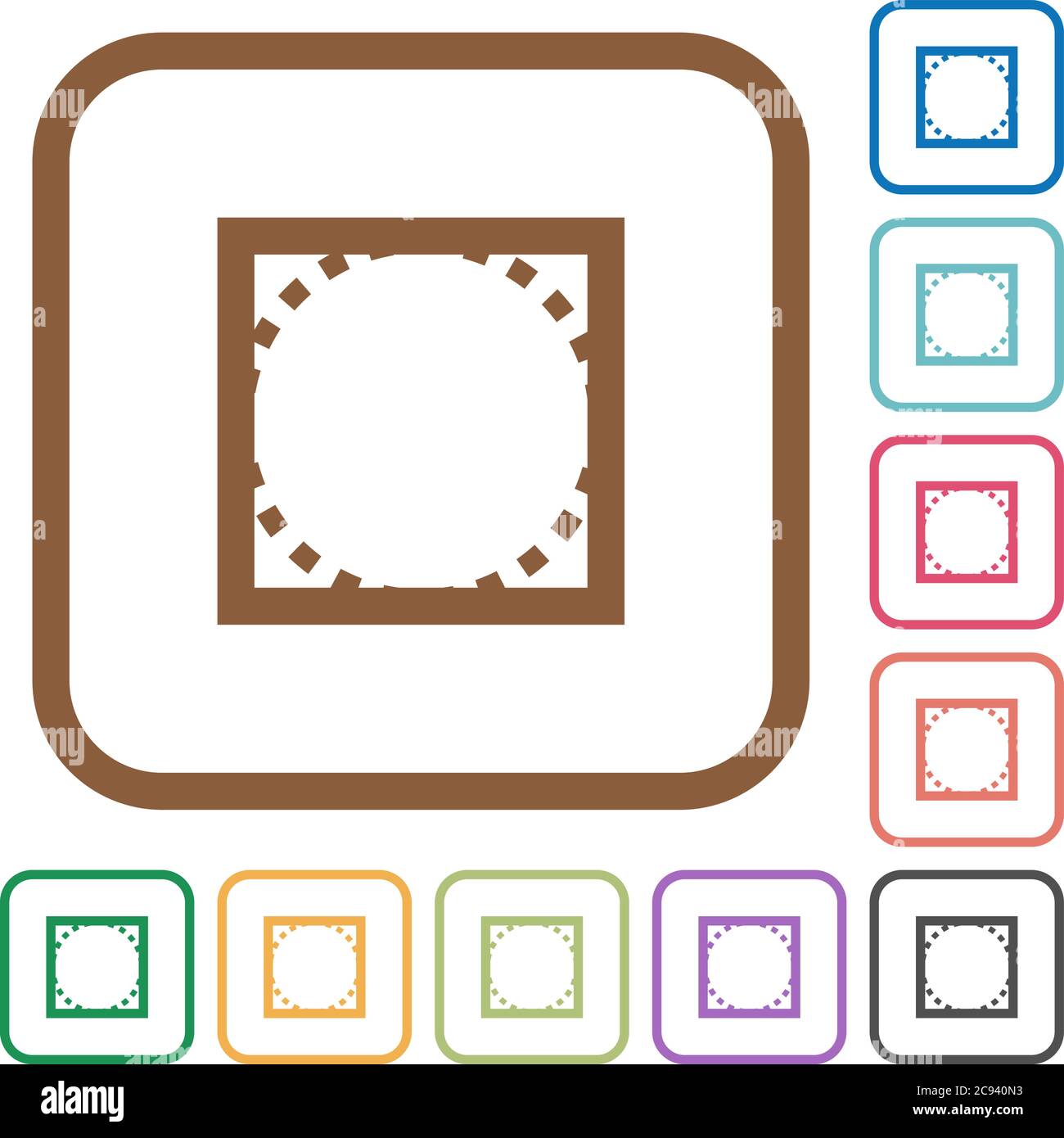 Rounded corner settings simple icons in color rounded square frames on ...