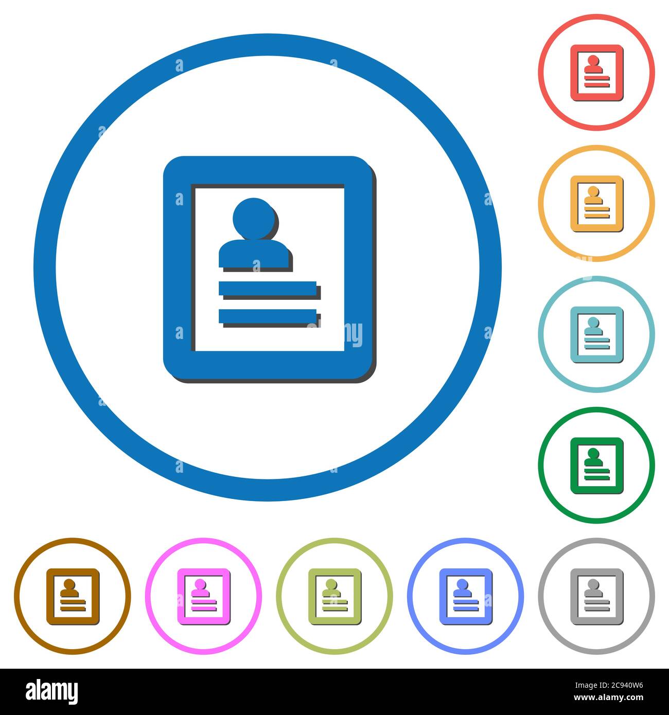 User profile flat color vector icons with shadows in round outlines on ...