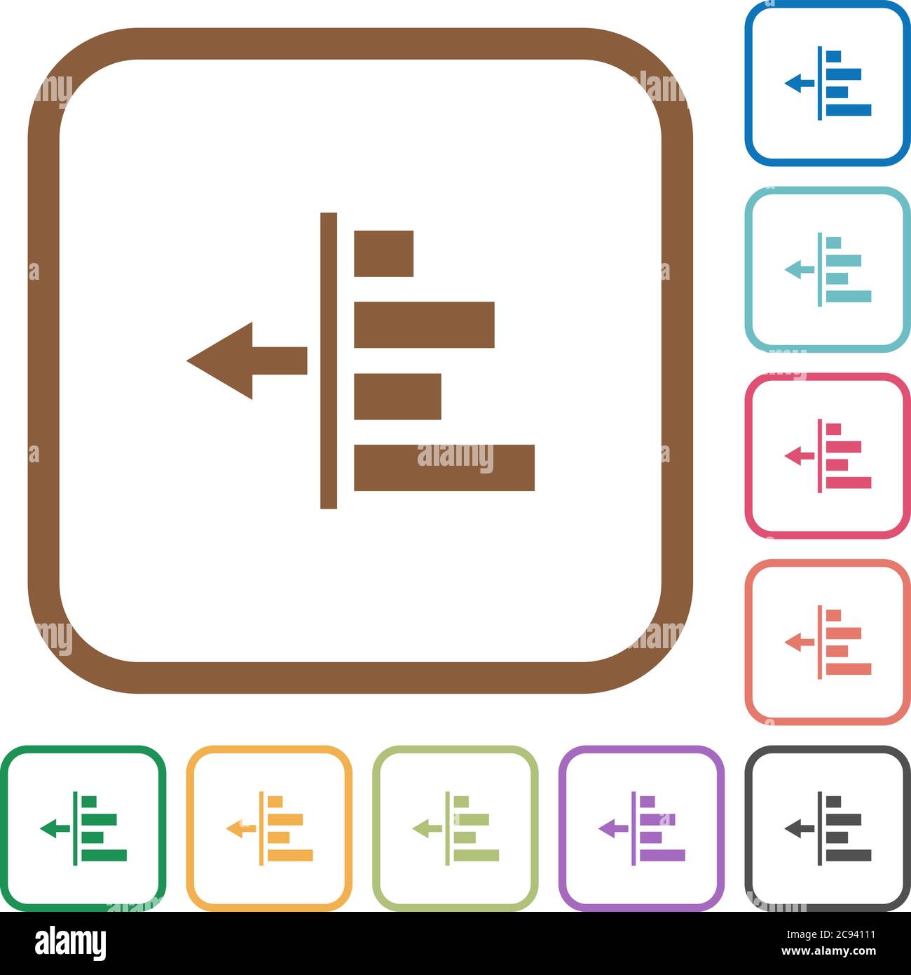 Decrease left indentation of content simple icons in color rounded square frames on white ...