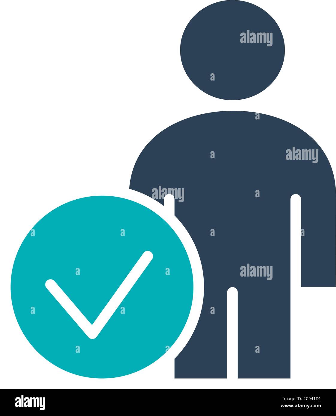 User with tick checkmark colored icon. Human verification ...