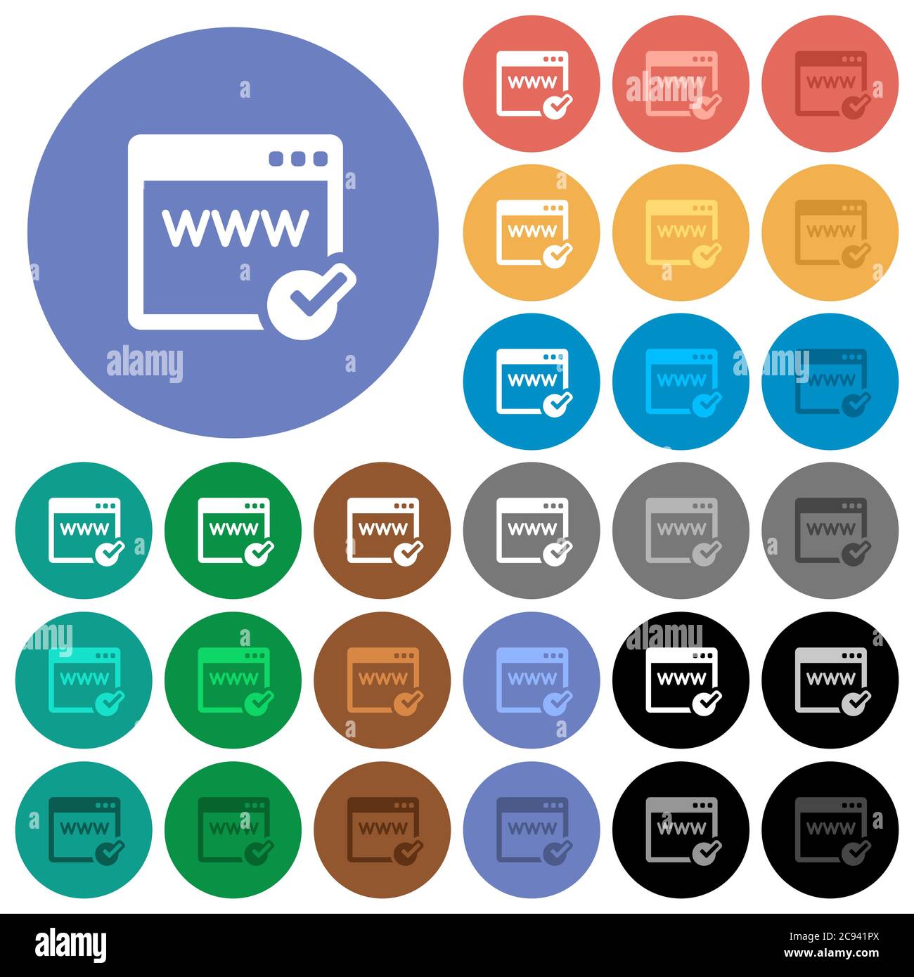 Domain registration multi colored flat icons on round backgrounds ...