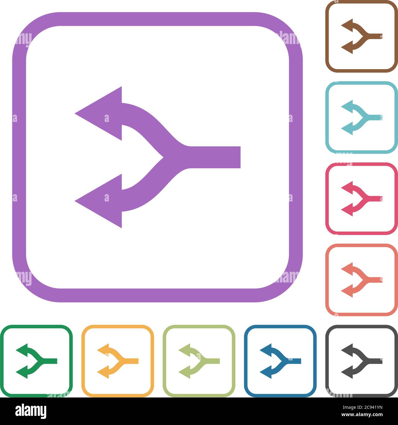 Split arrows left simple icons in color rounded square frames on white background Stock Vector ...