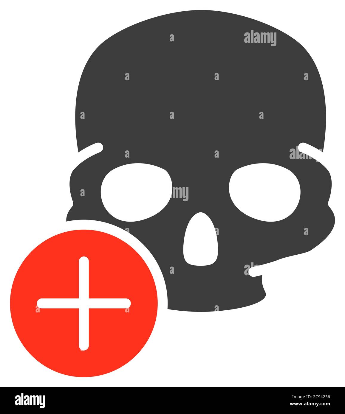 Skull with plus colored icon. Bone structure of the head, cranium ...