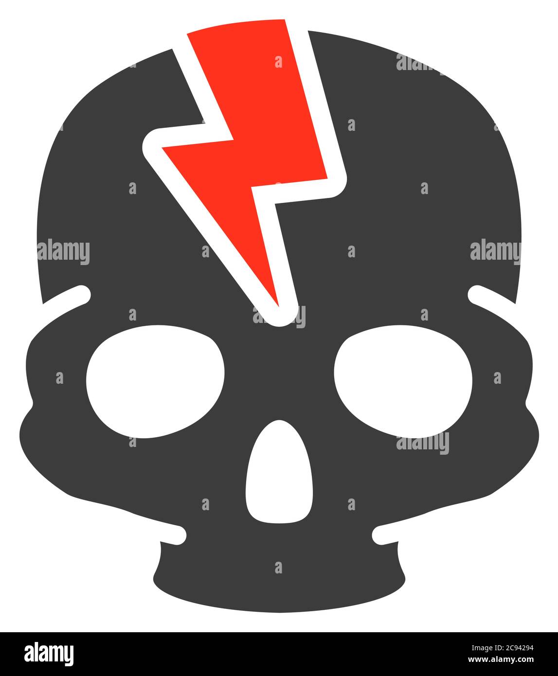 Skull with acute pain colored icon. Broken cranium, bone structure of ...