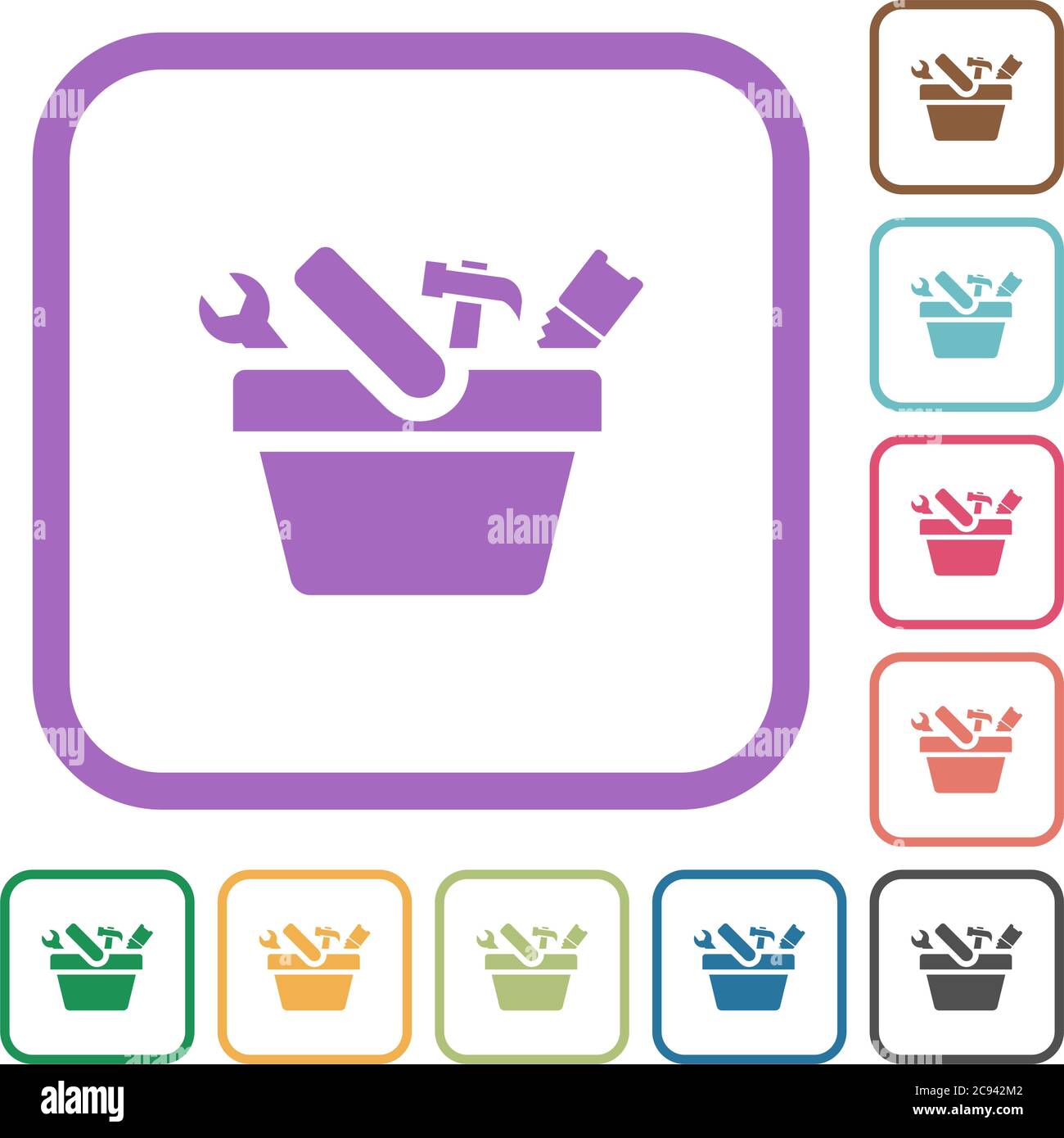 Toolbox simple icons in color rounded square frames on white background Stock Vector Image & Art ...