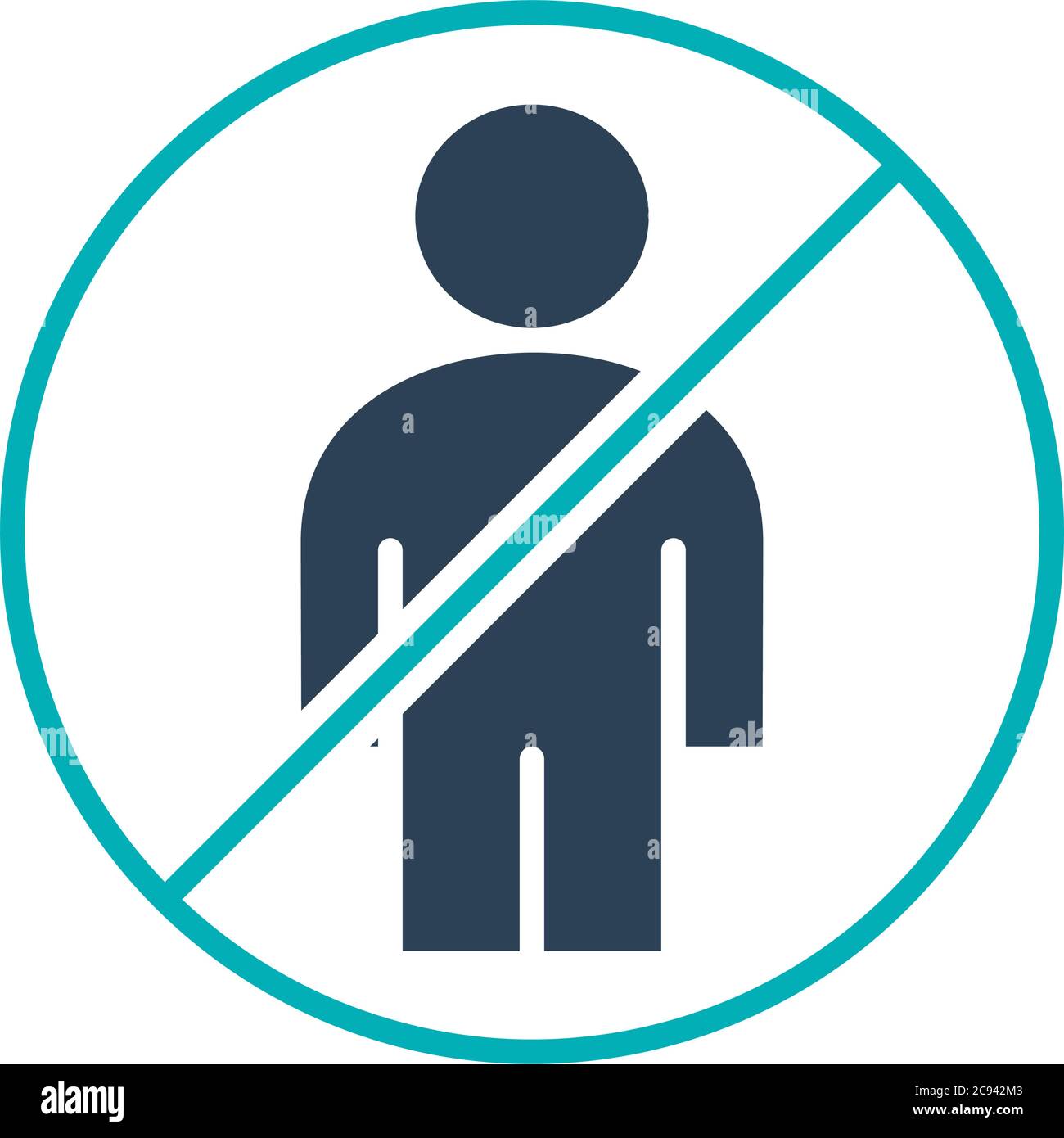 Forbidden sign with a user profile colored icon. Public navigation, no ...